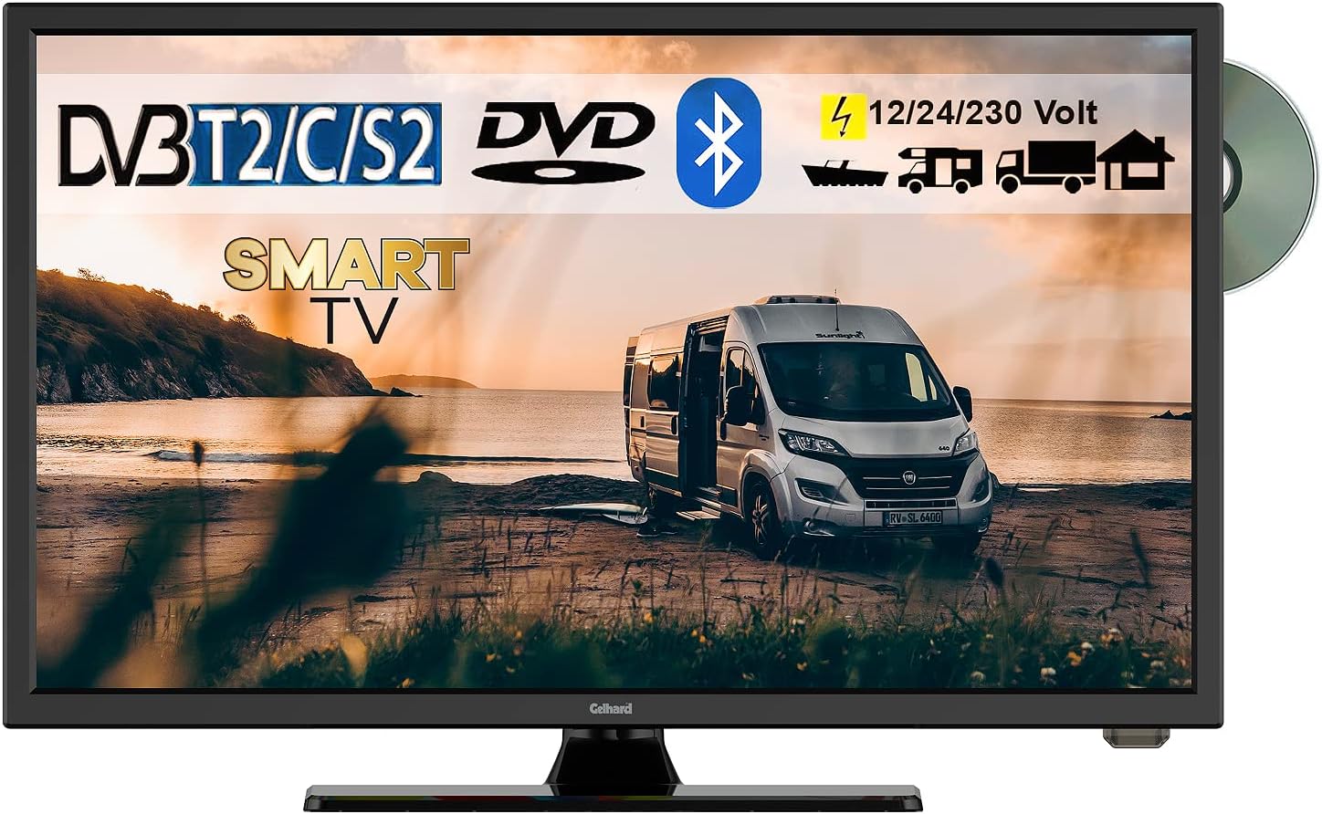 REFLEXION LED 23.6 Zoll TV LDDW-24 DVB-S2 / C / T2 DVD, 24 Volt 12 Volt ...