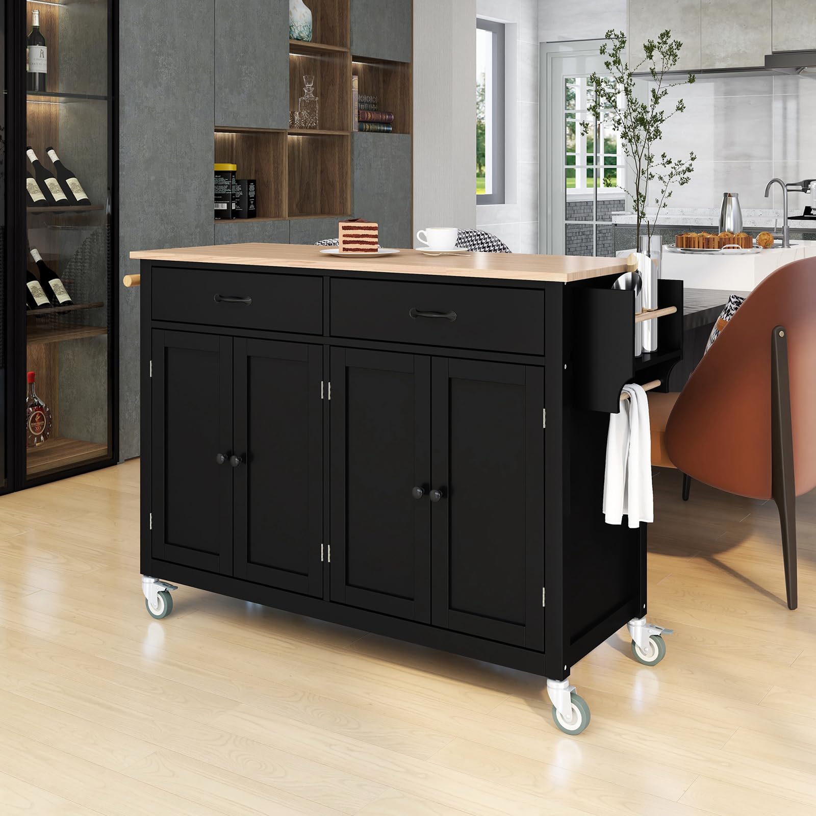 Amazon.com: DHAEY Rolling Kitchen Island on Wheels - with Storage ...