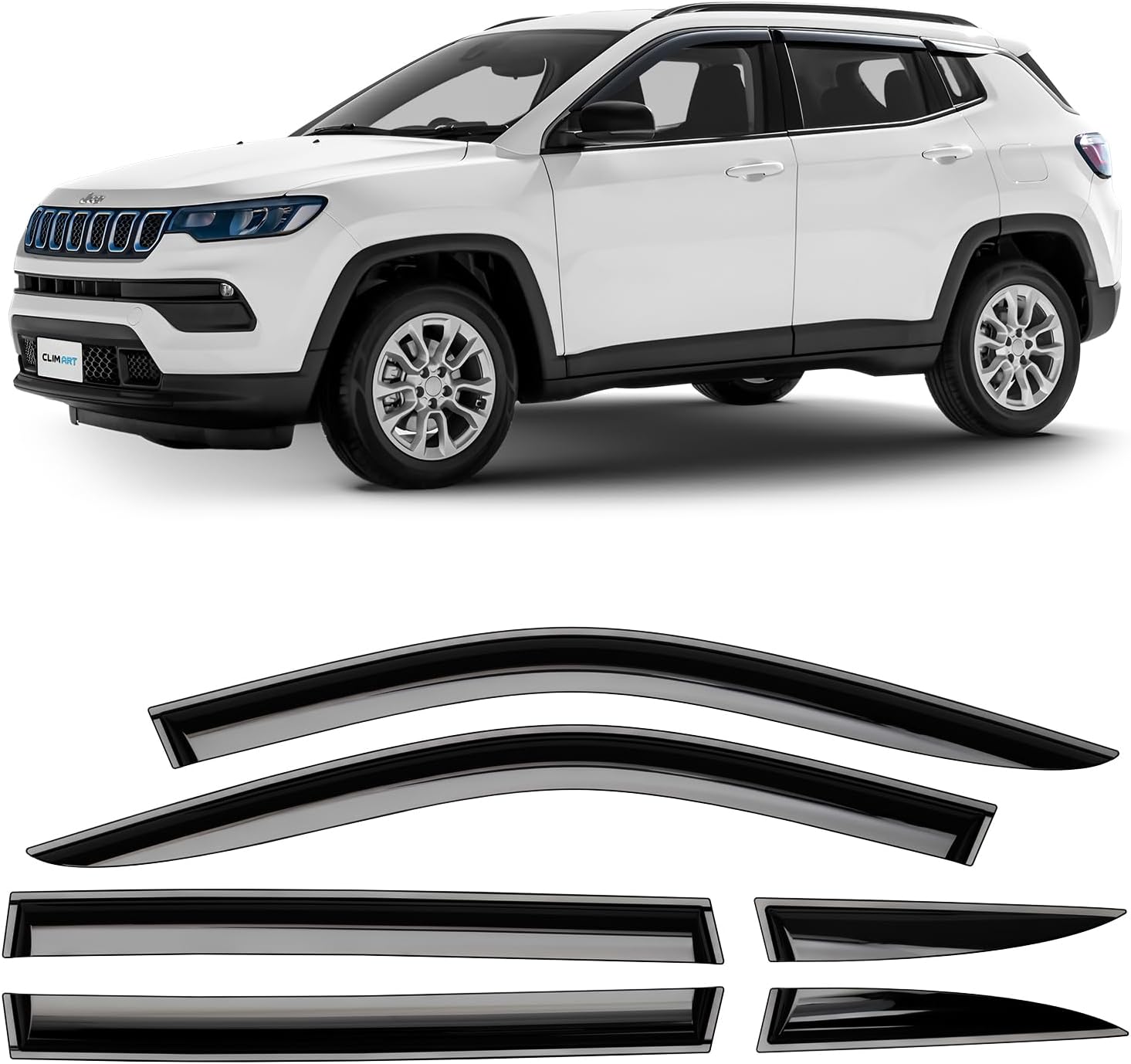 Amazon.com: CLIM ART Incredibly Durable Rain Guards for Jeep Compass ...
