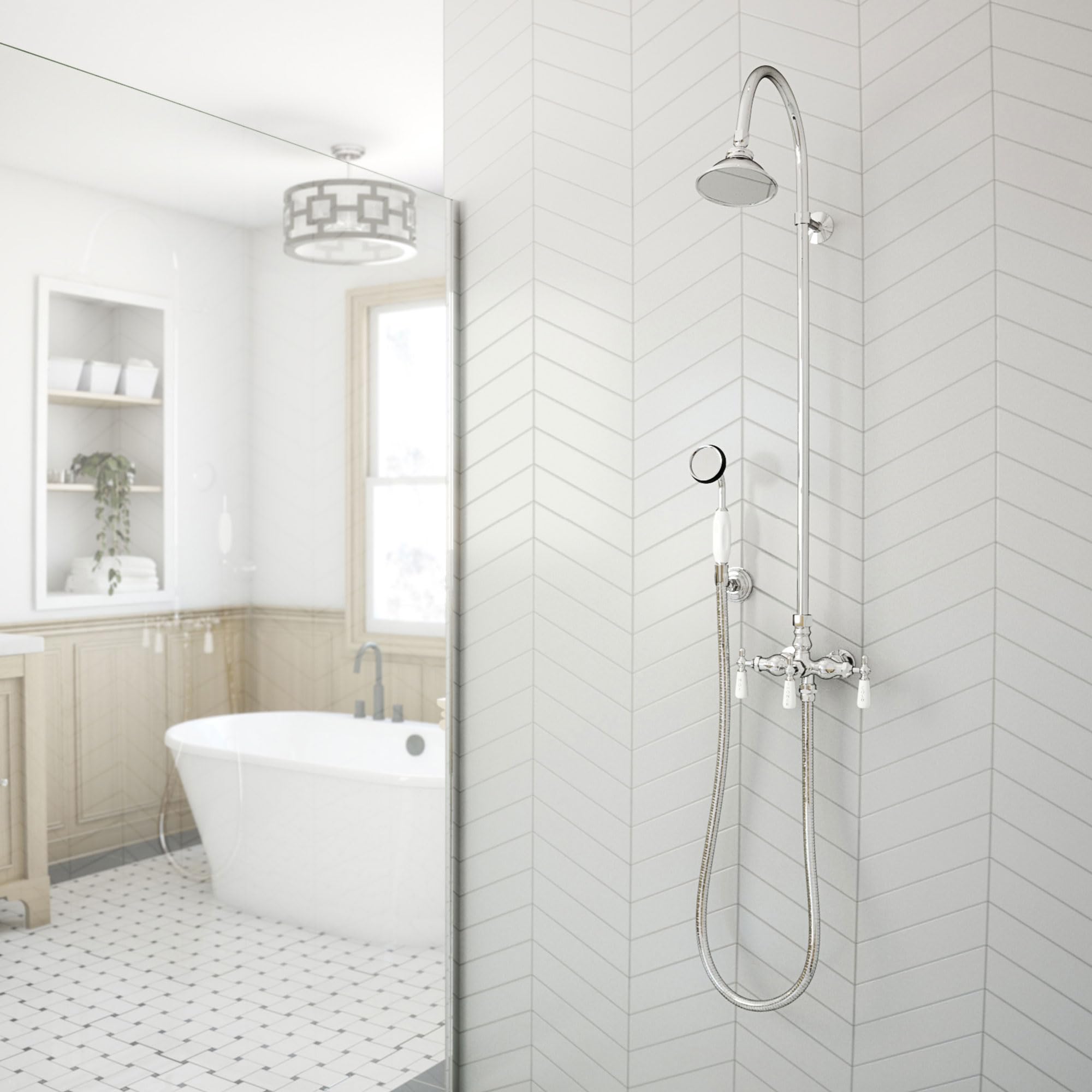 Abbey 10 x 27 Shower Faucet Set with Handshower, Chrome - Amazon.com