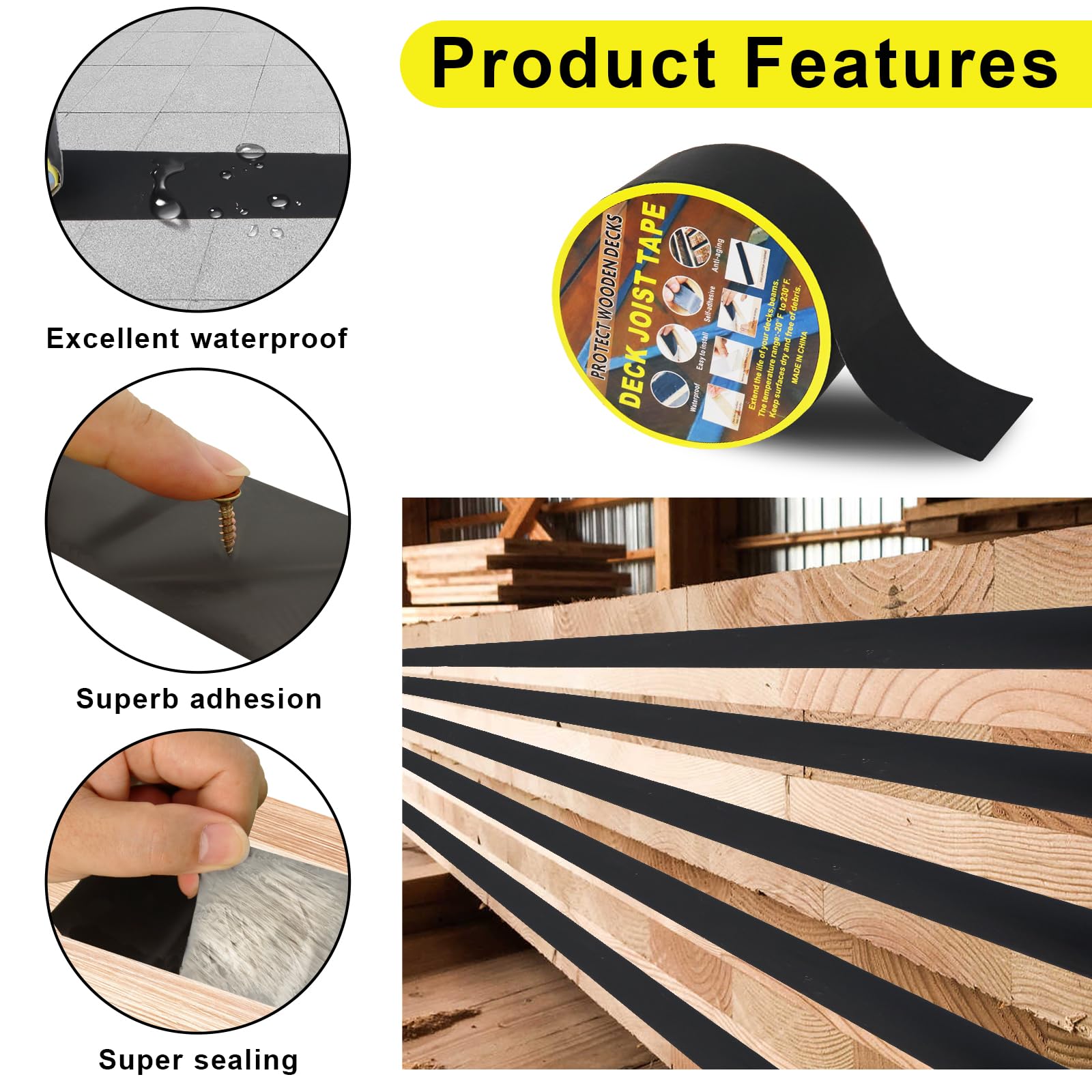 Snapklik.com : Joist Tape For Decking 250, 2 Pack Weather-Resistant ...