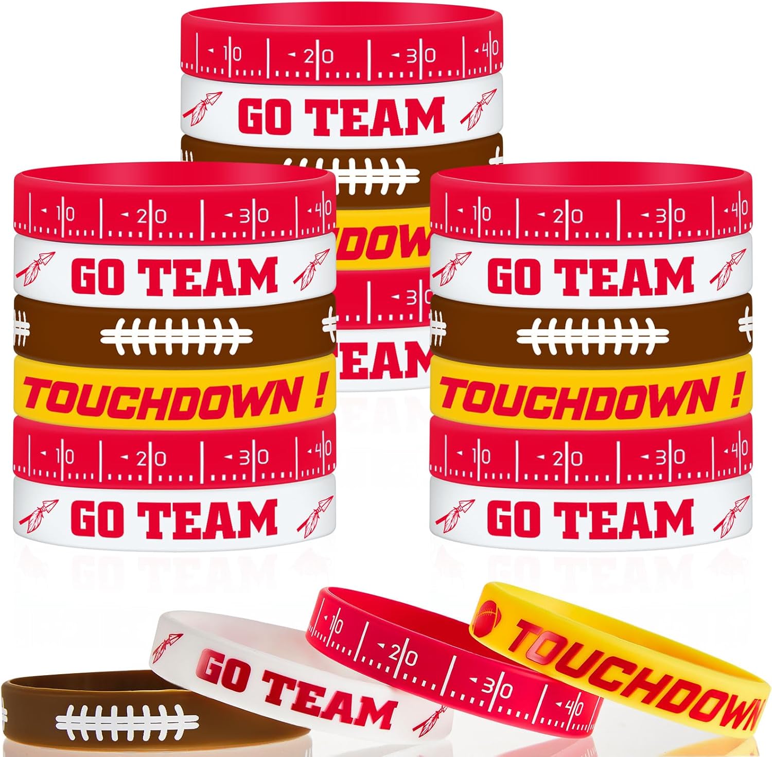 Amazon.com: Deekin 32 Pcs Football Silicone Bracelets Football Party ...