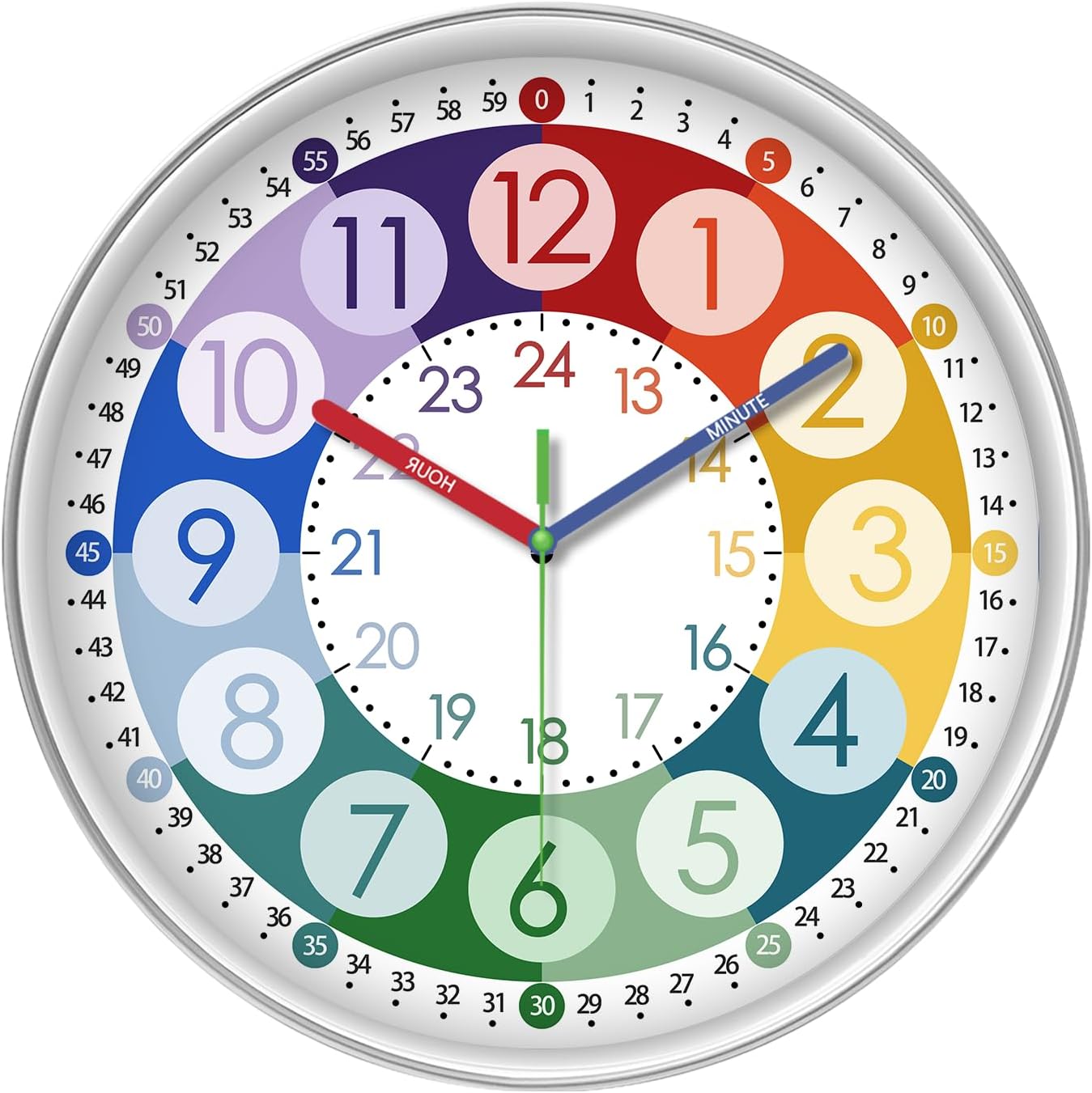 Amazon.com: Oyster&Pop Learning Clock for Kids - Silent Telling The ...