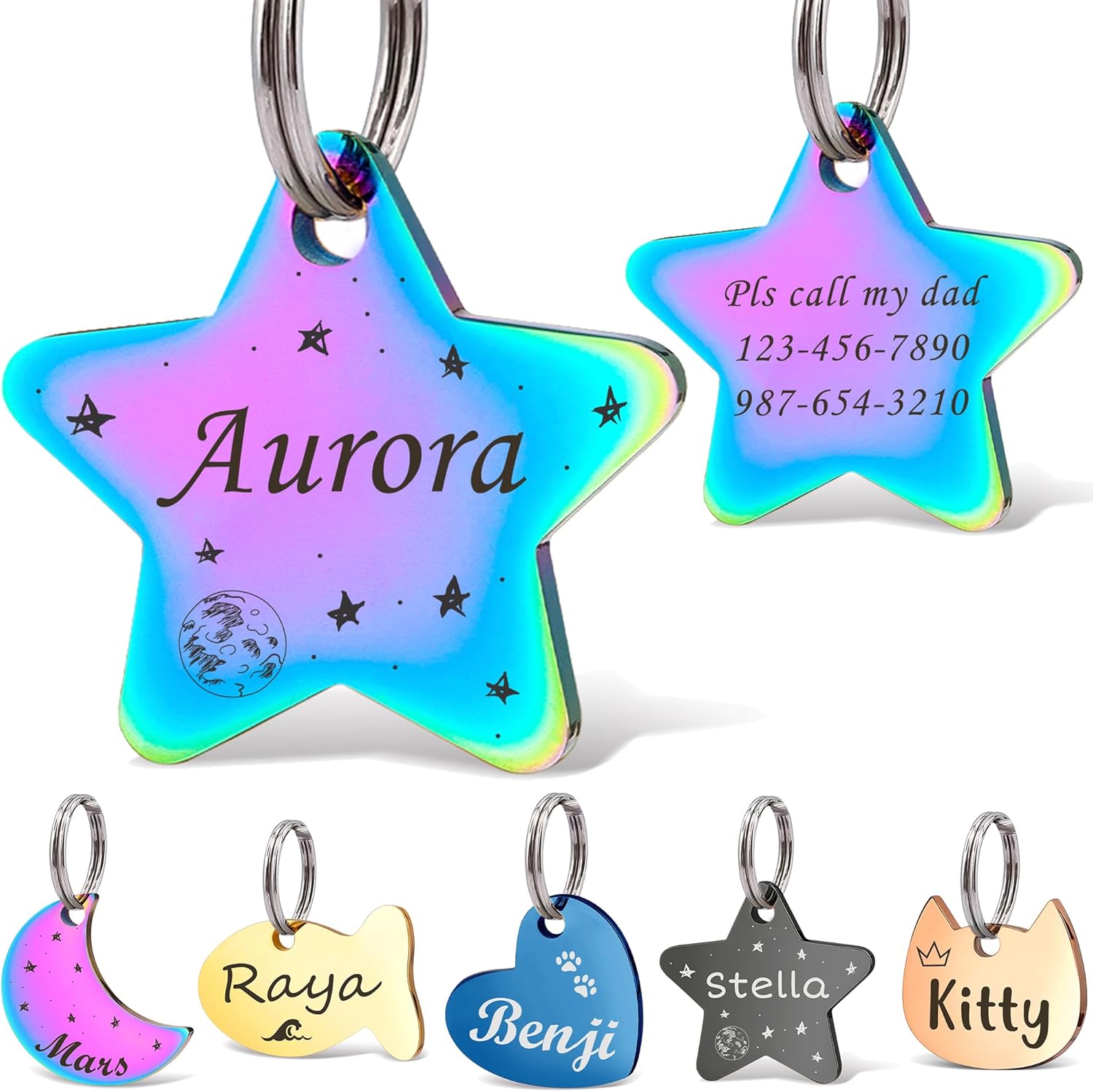 Amazon.com: Anavia Small Size Dog Cat ID Tags, Small/XS Personalized ...