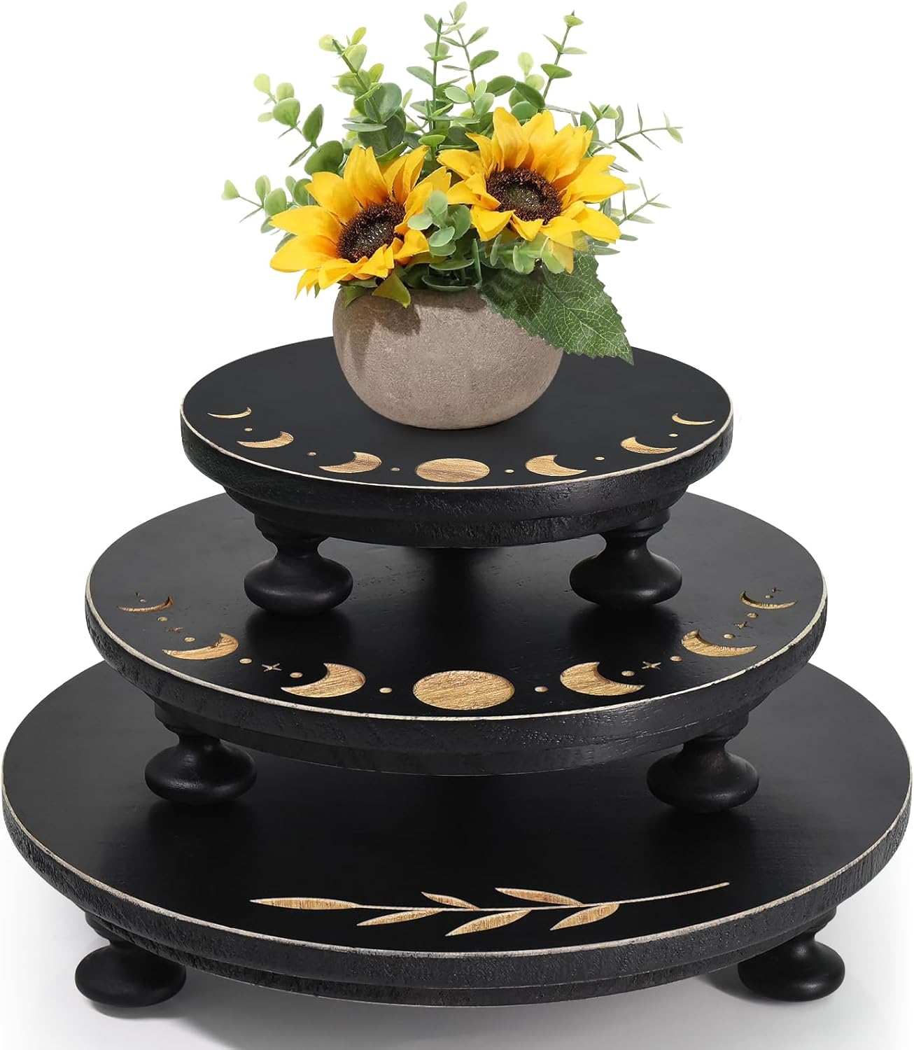 Amazon.com: Uipame 3 Pcs Wooden Risers for Display, Round Serving Tray ...