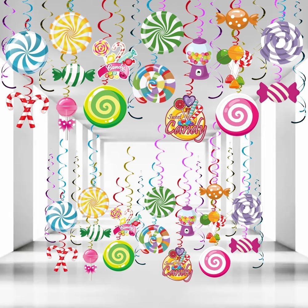 Amazon.com: MGahyi 38 Pcs Candy Hanging Swirls Decorations,Candyland ...