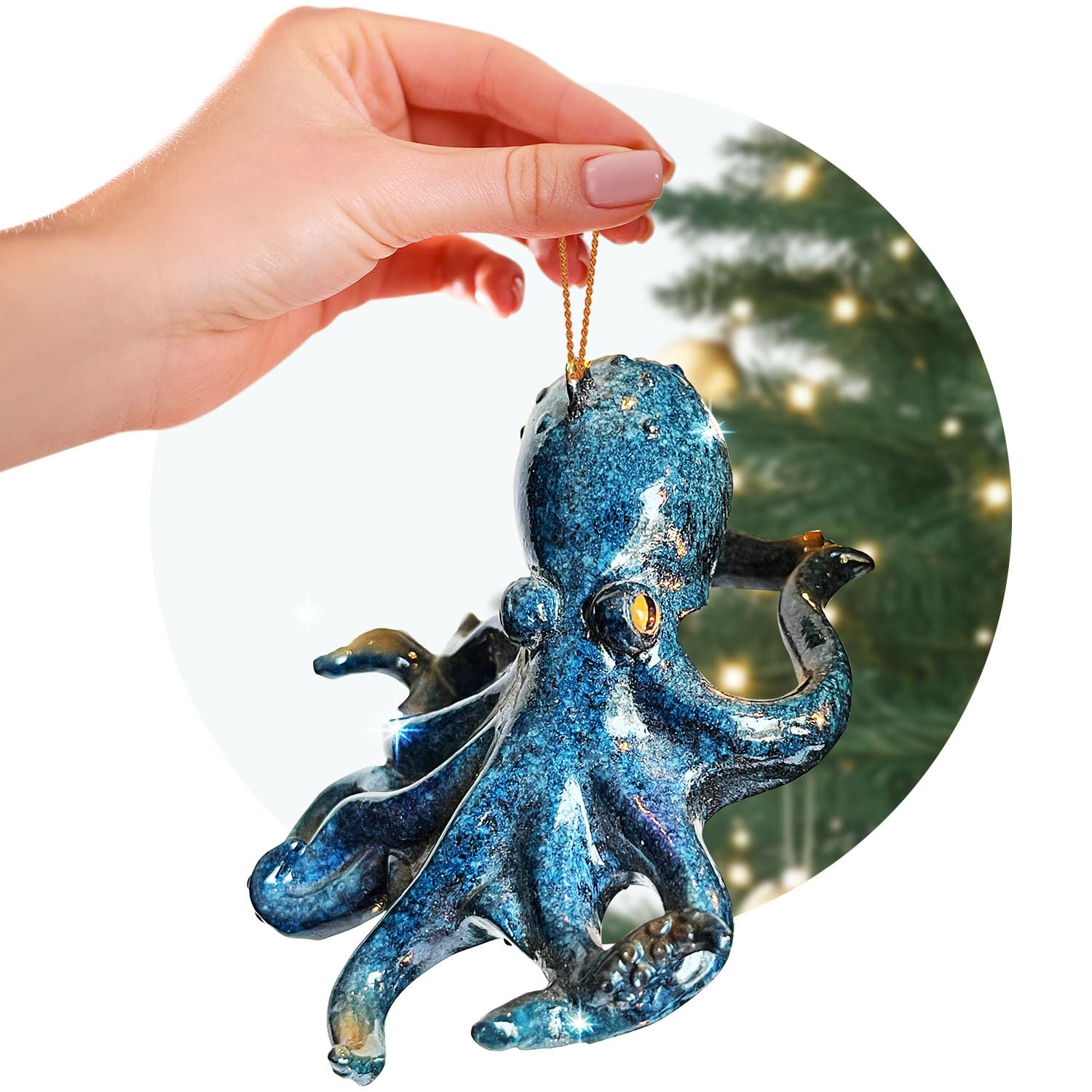Amazon.com: Christmas Ornaments - Hand Painted Ornaments, Octopus ...