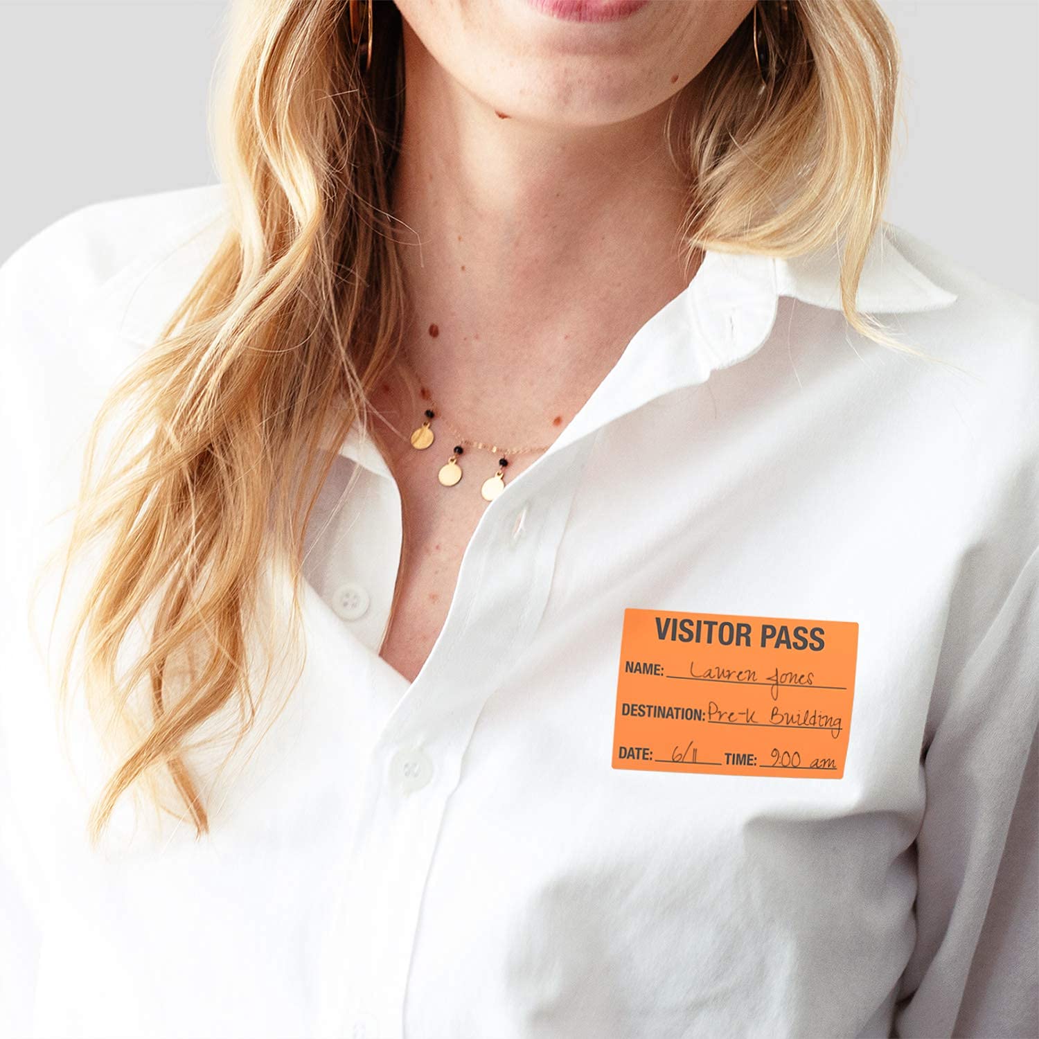 Snapklik.com : Orange Visitor Pass / 500 Fluorescent Orange Visitor ...