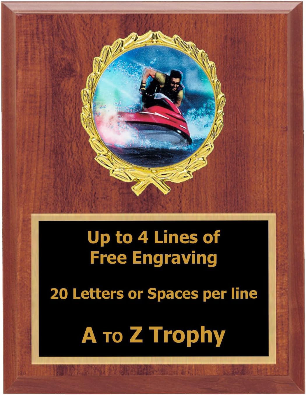 Amazon.com : Trophies Wave Runner Plaque Awards 5x7 Wood Jet Ski Trophy ...