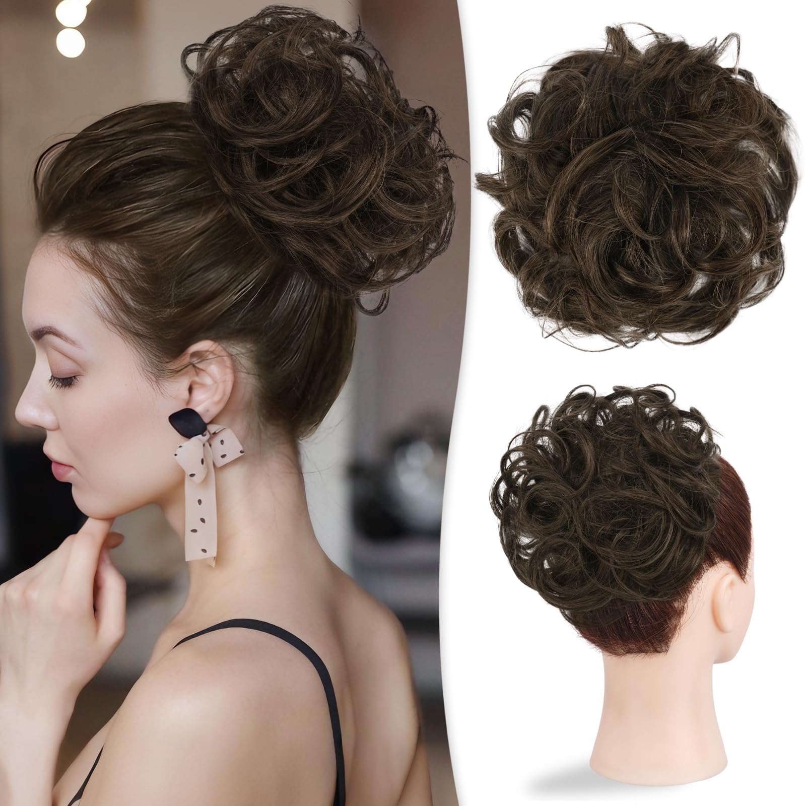 Amazon.com : RUWISS Large Messy Bun Hair Piece 100% Human Hair Layered ...