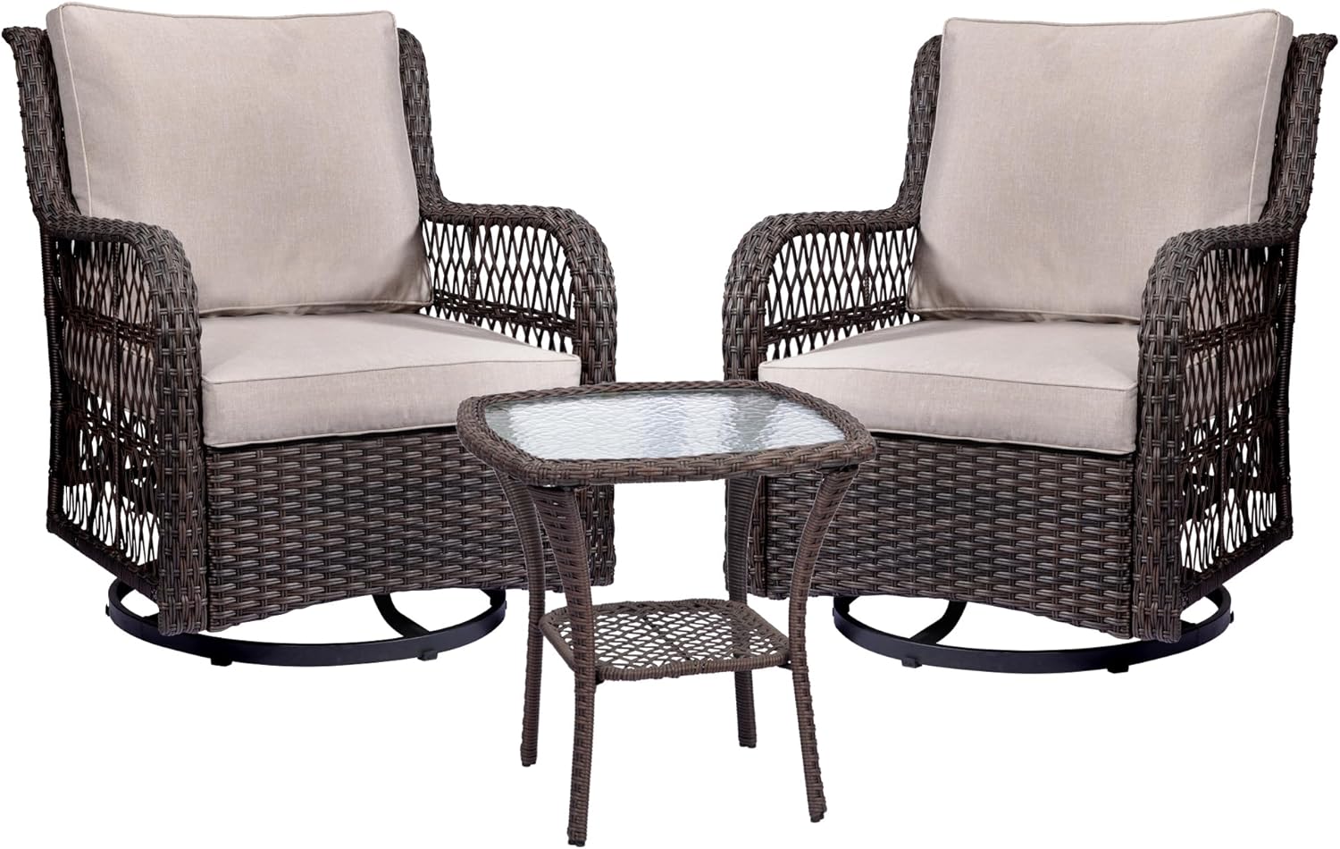 Amazon.com: Outdoor Wicker Rotating Rocking Chair, Patio Set, Elegant ...