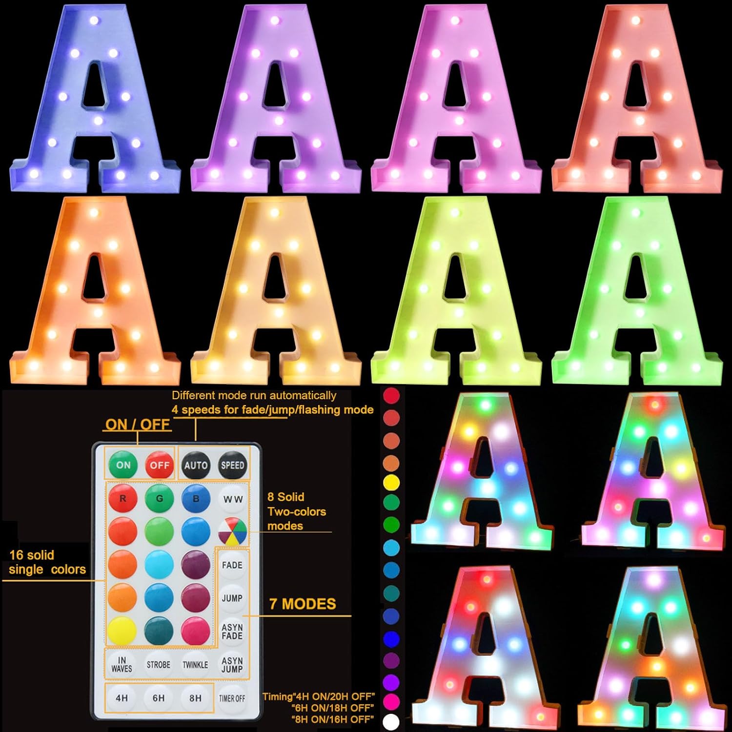 Pooqla Letras iluminadas de marquesina de 3 pies, letras iluminadas LED ...