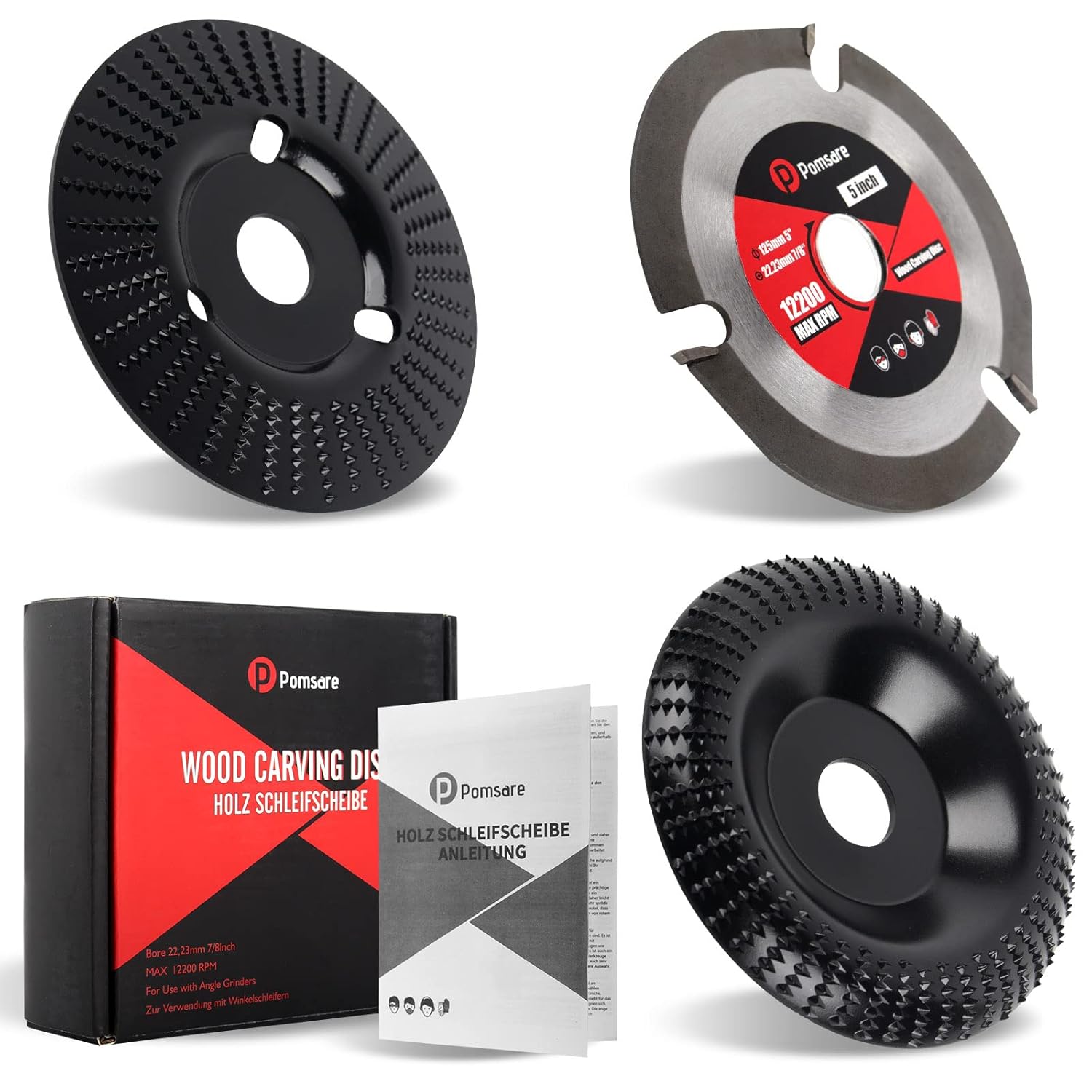 Amazon.com: Pomsare Upgraded Angle Grinder Wood Carving Disc Grinding ...