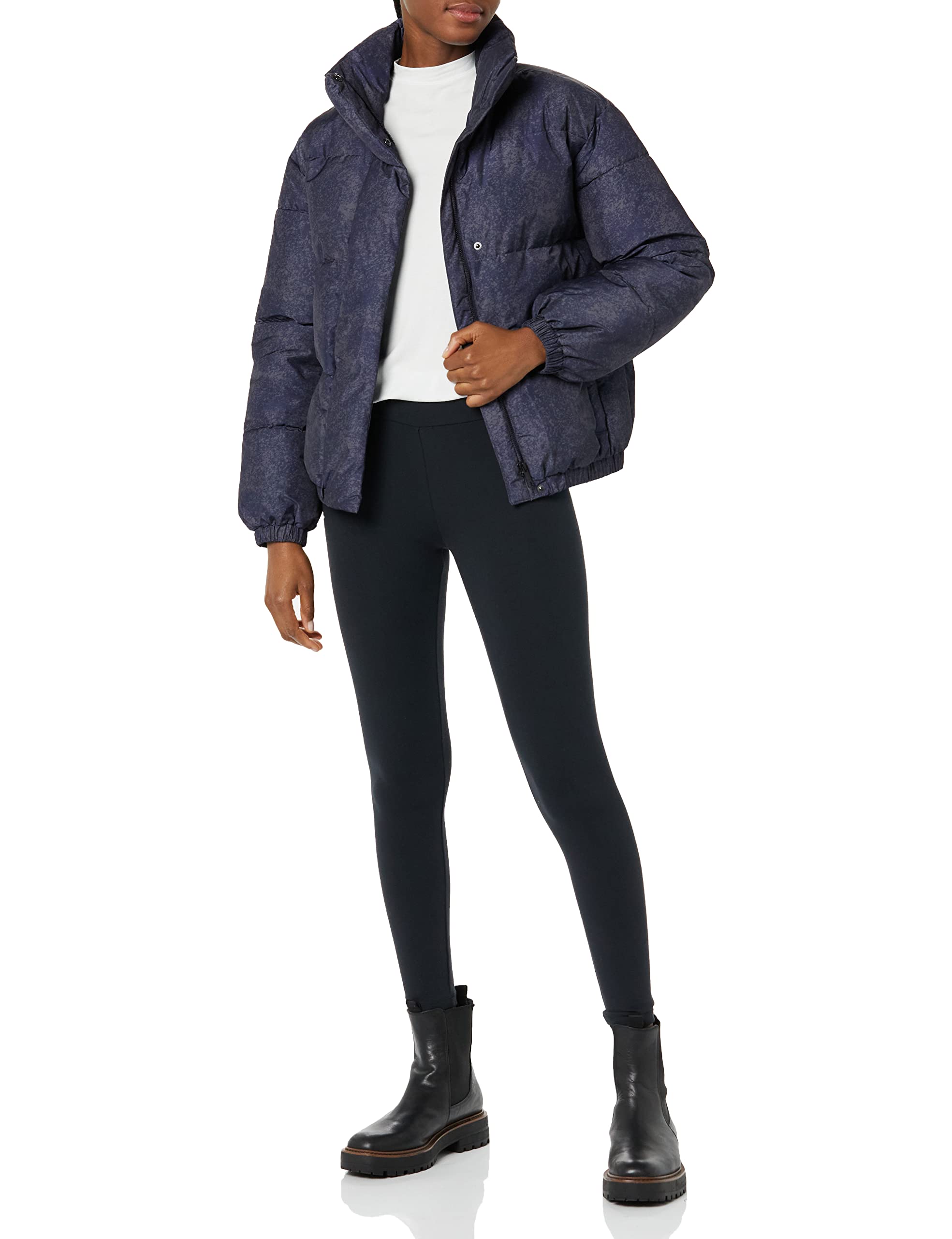Snapklik.com : Essentials Womens Relaxed-Fit Mock-Neck Short Puffer Jacket