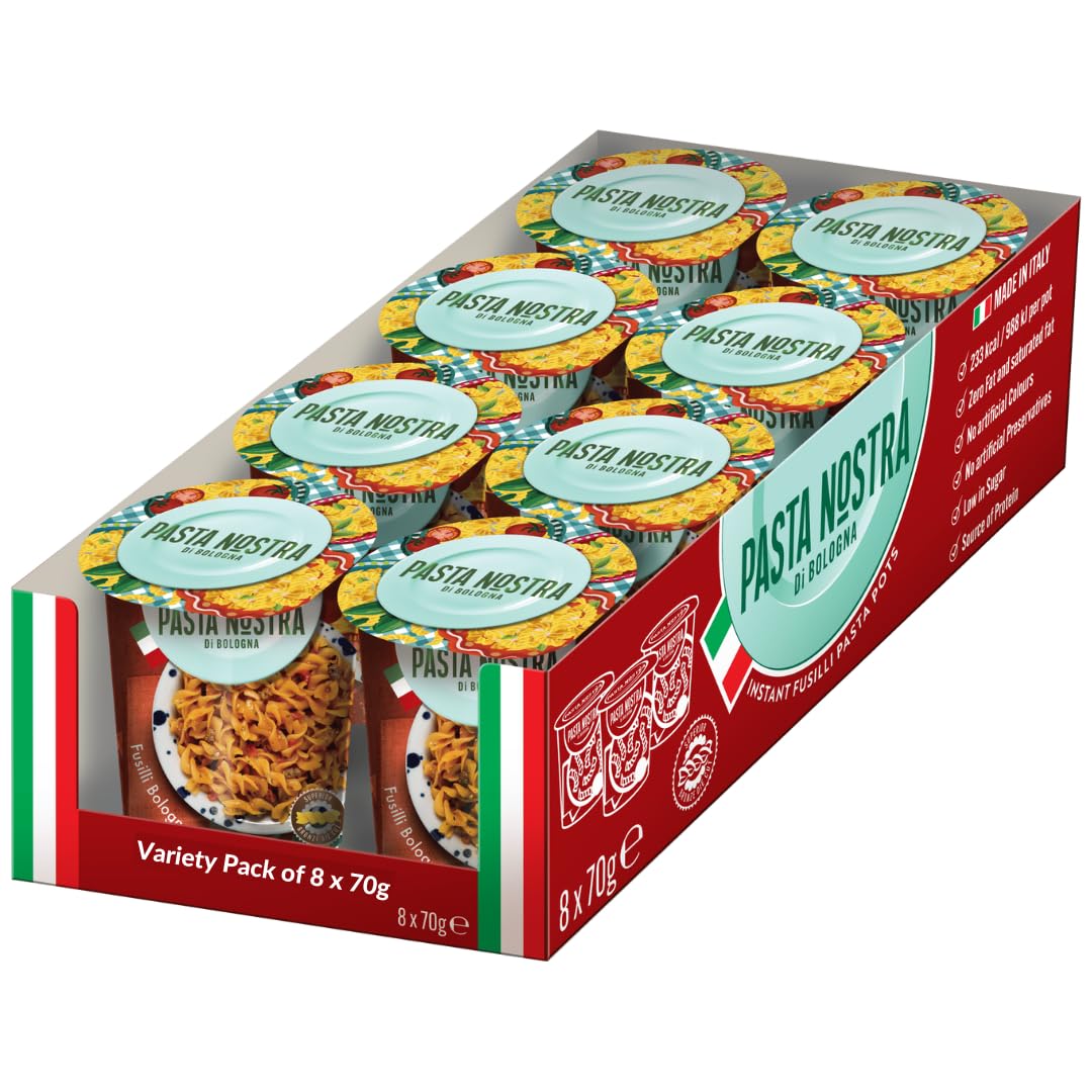Pasta Nostra 8x70g | Instant Pasta Pots | Carbonara-2, Bolognese-2 ...