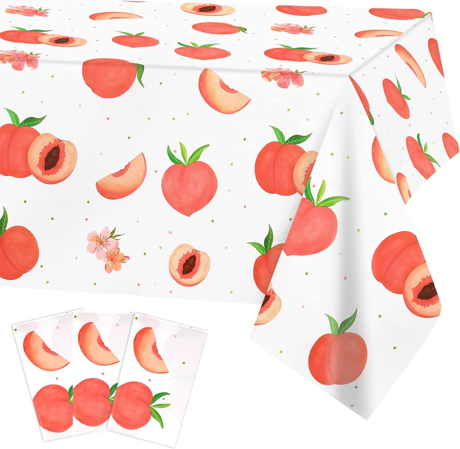 Amazon.com: PHOGARY Peach Tablecloth Peach Birthday Party Table Cover ...