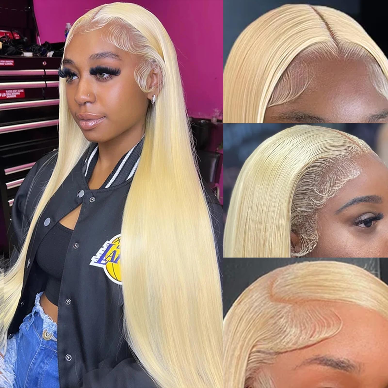 Amazon.com : 613 Blonde Lace Front Wig Human Hair Straight 613 HD Lace ...