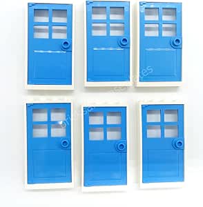 LEGO 6 x WHITE DOOR FRAMES AND 6 x LIGHT BLUE DOORS (1x4x6 pin ...