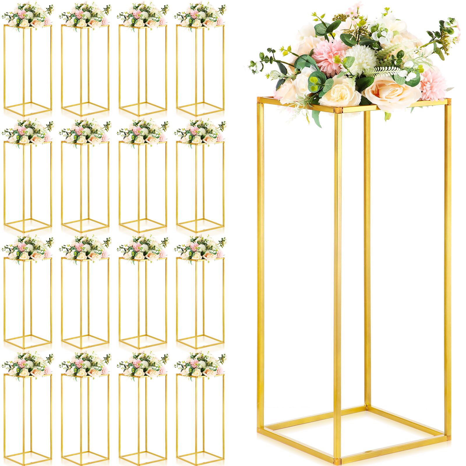 Amazon.com: Tandefio 16 Pcs Gold Wedding Flower Stand 23.6'' Metal ...