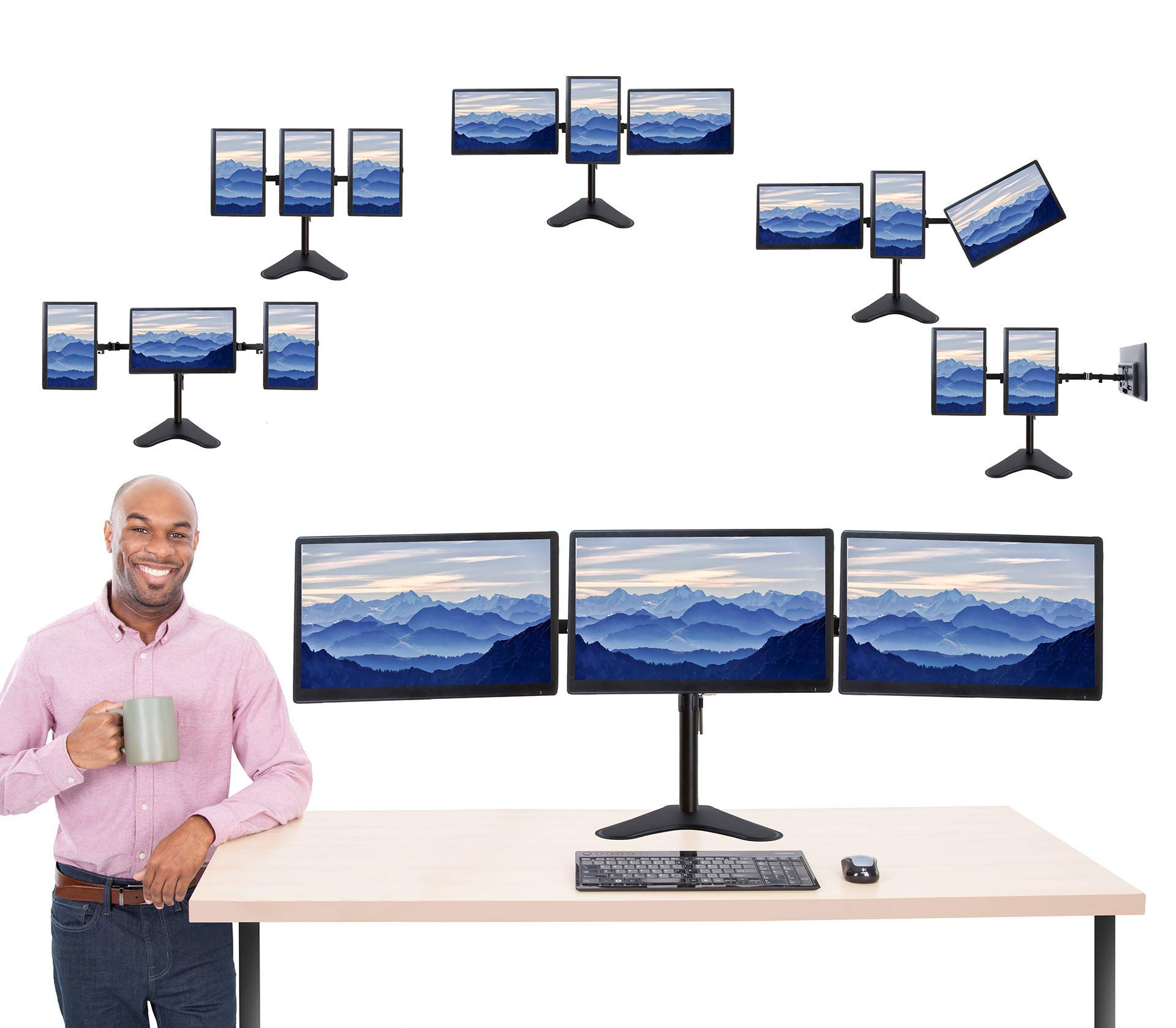 Buy Stand Steady 3 Monitor Mount Desk Stand | Height Adjustable Triple ...