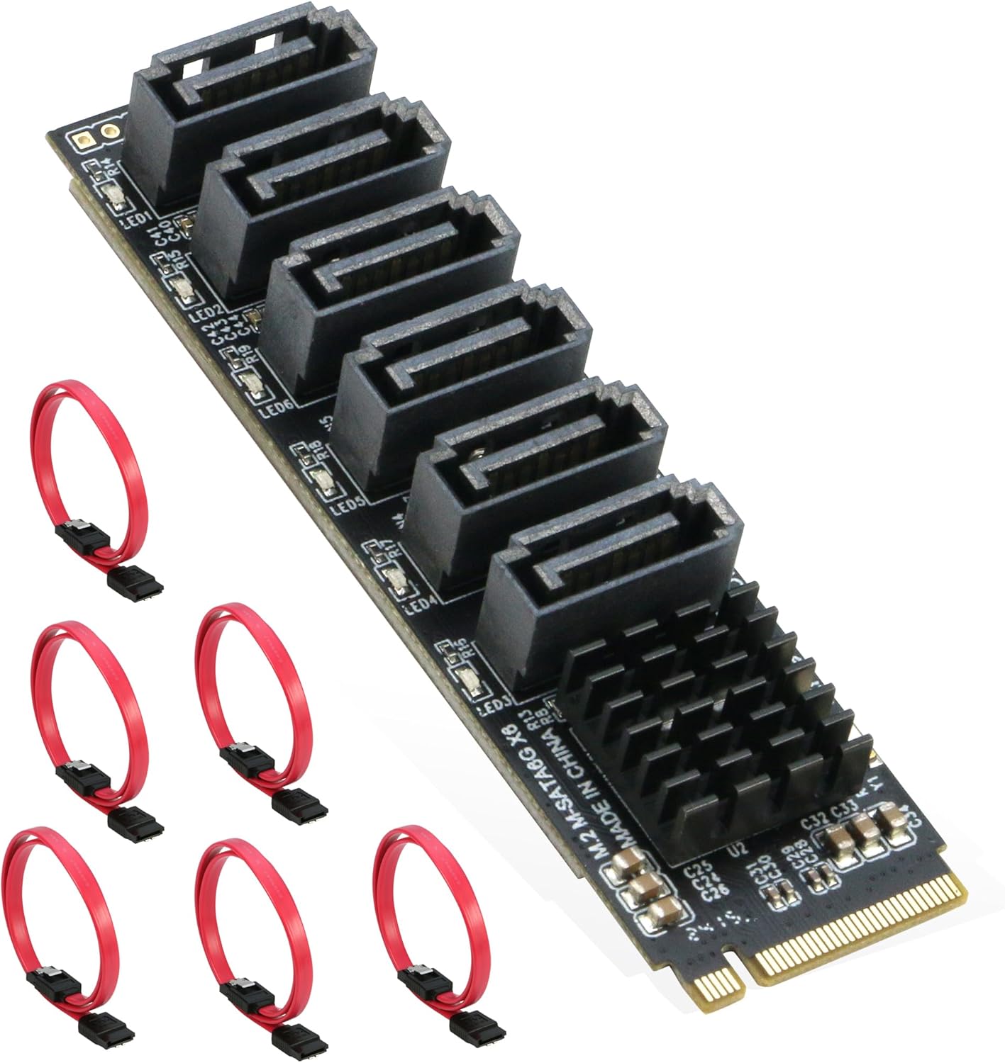 Amazon.com: M.2 to SATA 3.0 Adapter [6-Port], RIITOP M.2 NVMe to 6 ...