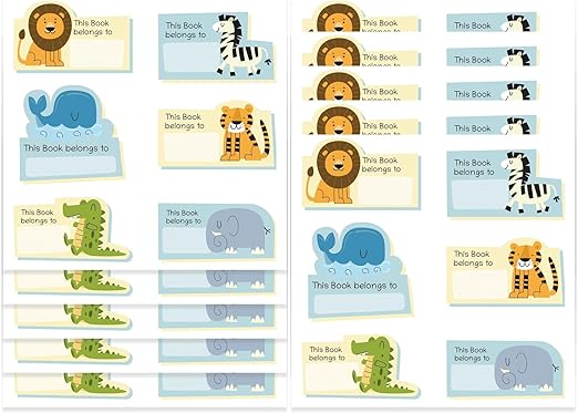 Amazon.com: 120 Pack Animal Theme This Book Belongs to Stickers Plates ...