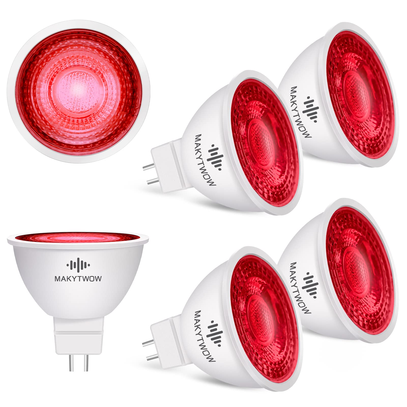 Red MR16 LED Light Bulbs, Gu5.3 Bi-pin base LED Spotlights 12V LED ...