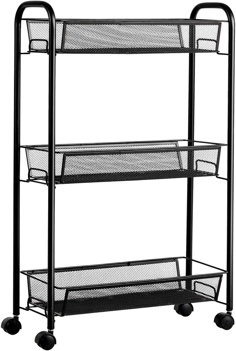 Amazon.com: Giantex 3-Tier Mesh Rolling Cart on Wheels, Utility Cart ...