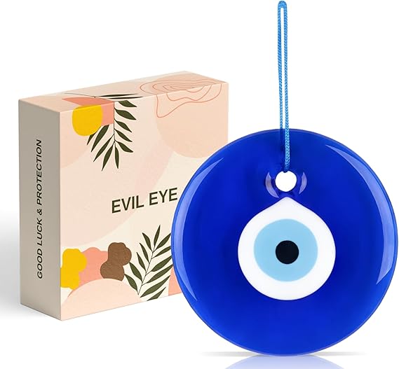Amazon.com: BCS Blue Evil Eye Decor 5.2" Wall Hanging Ornament Glass ...