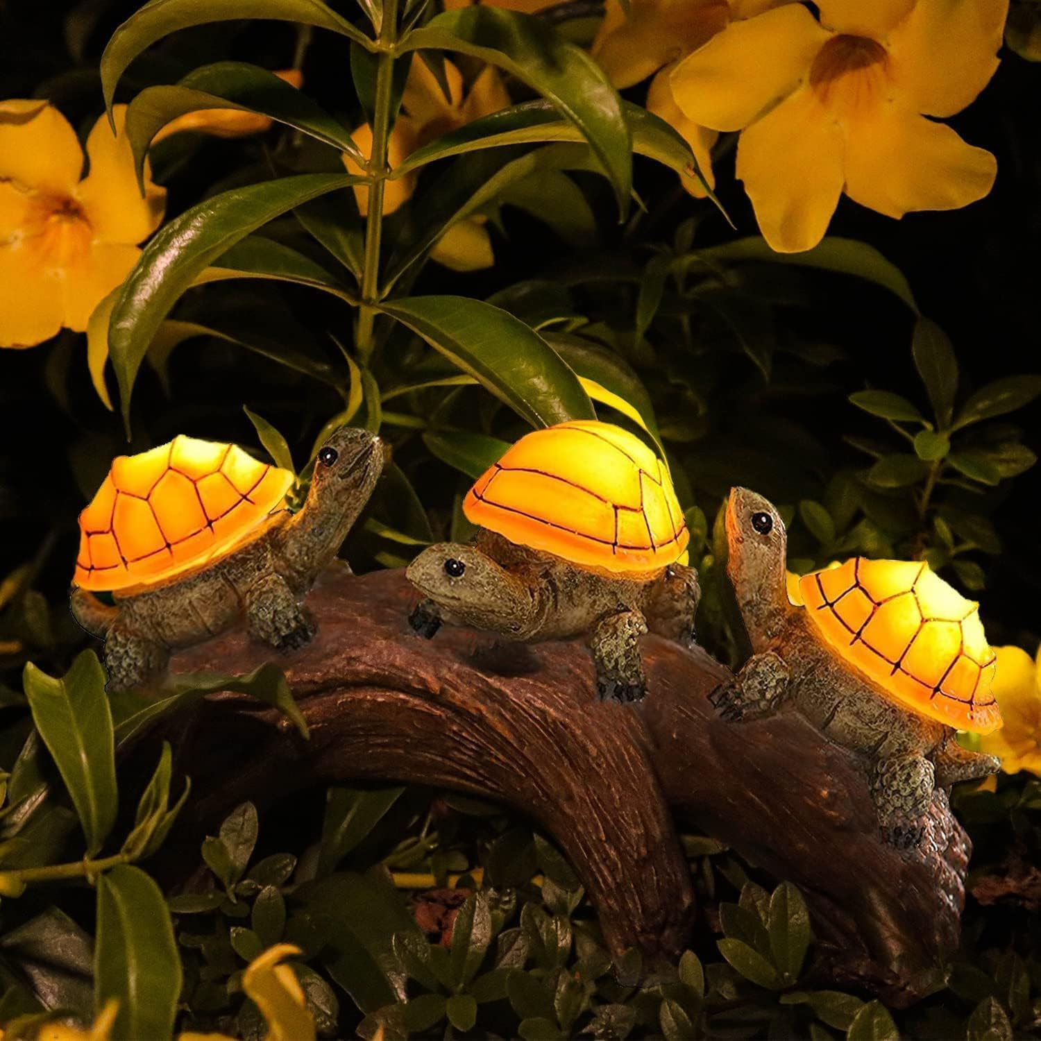 Amazon.com : Bo-Toys Solar Powered Turtles on Log Outdoor Accent ...