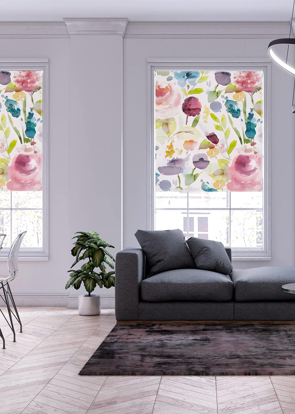 UNIVERSAL Floral Border Patterned Thermal Blackout Roller Blind, Pink ...