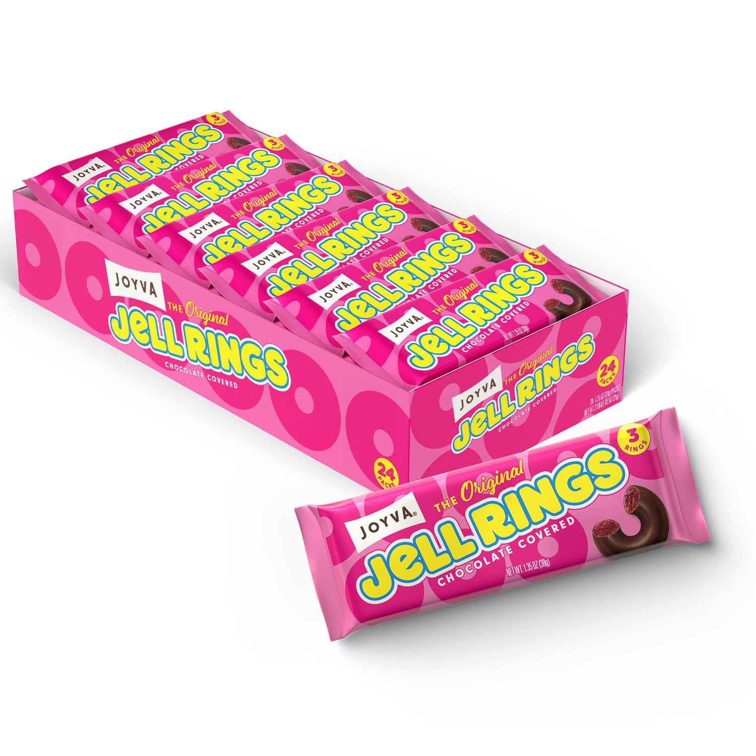 Amazon.com : Joyva Original Jell Rings | Box of 24, 3 Packs | Sweet ...