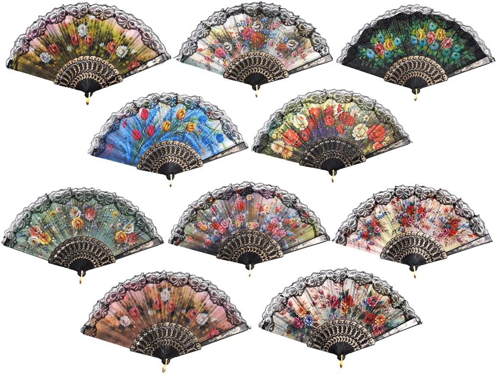 Amazon.com: GIGGSKZE 12 Pieces Spanish Floral Folding Hand Fan Lace ...
