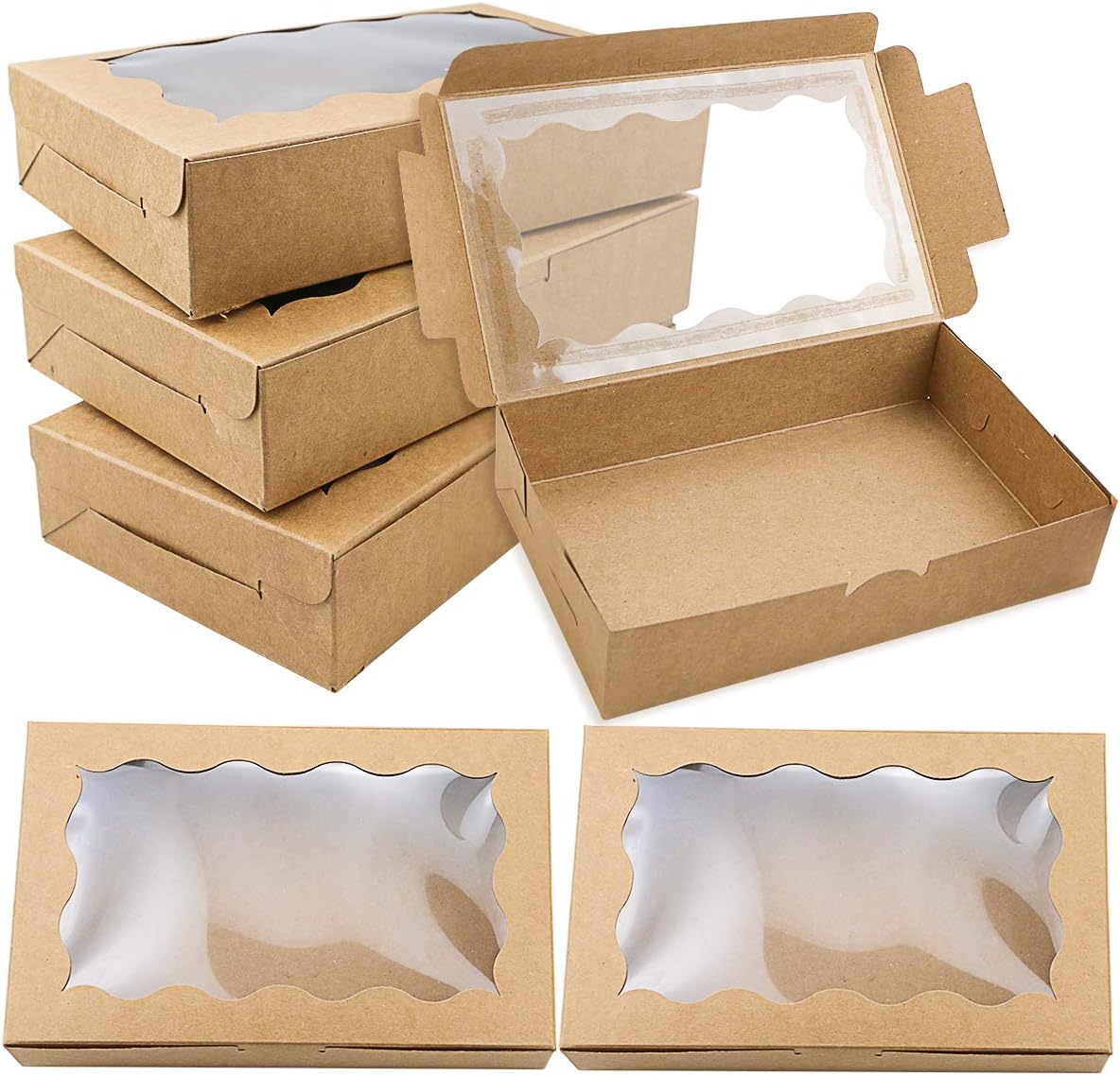 Amazon.com: BILLIOTEAM 30 Pack Small Kraft Cookie Box with Clear Window ...