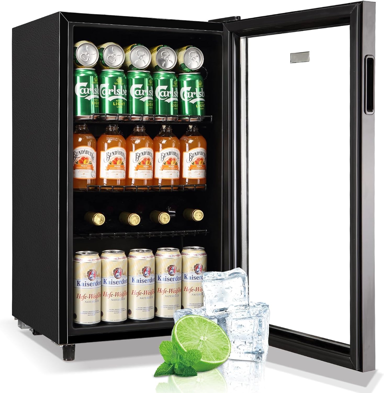 WANAI Mini Fridge Glass Door 120 Cans Beverage Refrigerator Small Wine ...