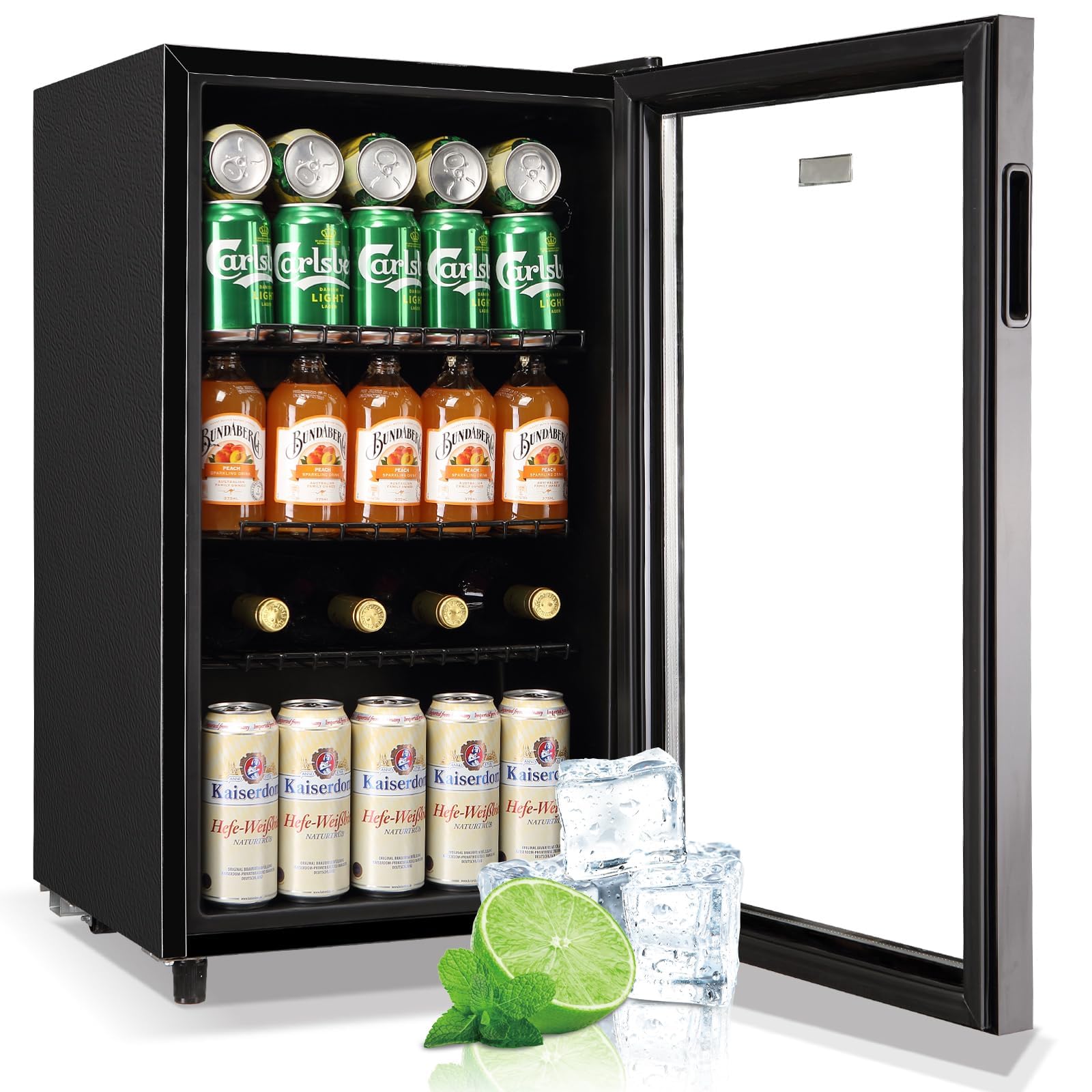 Amazon.com: WANAI Mini Fridge Glass Door 120 Cans Beverage Refrigerator ...