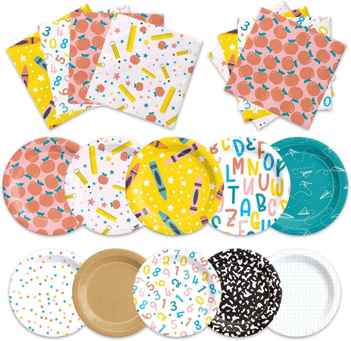 Amazon.com: CMUSKO 60Pcs School Plates and Napkins-Back to School ...