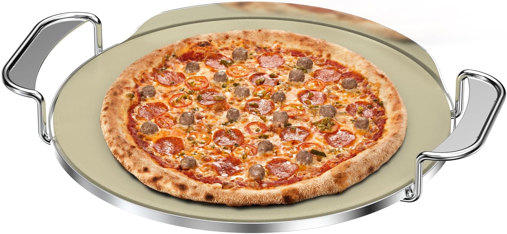 Amazon.com: Delux Pizza Stone Set with Pizza Cutter Pizza Server ...