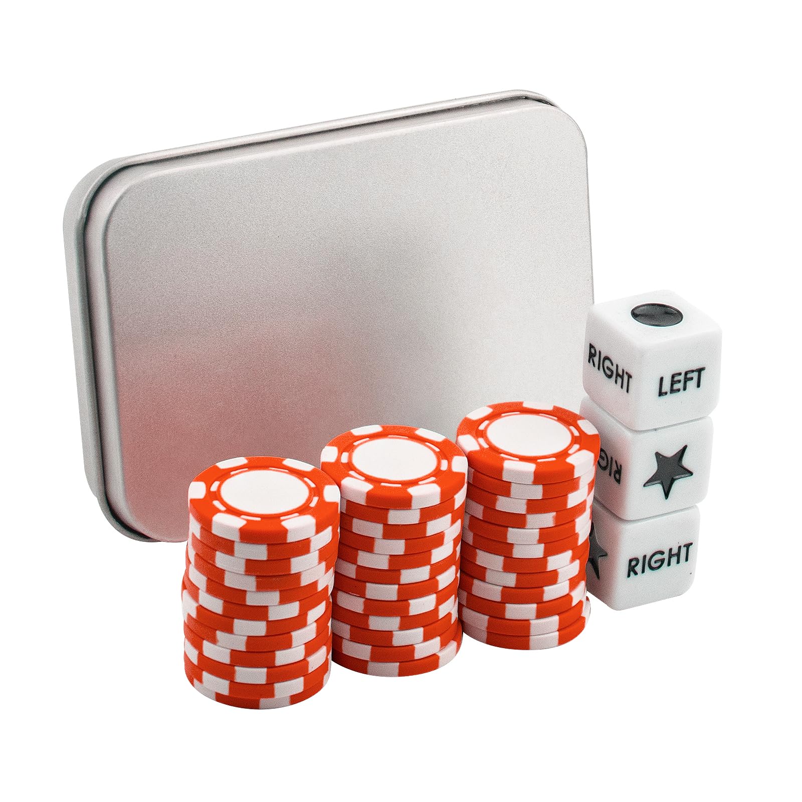 Amazon.com: Left Right Center Dice Game Set with 3 Dices + 36 Red Poker ...