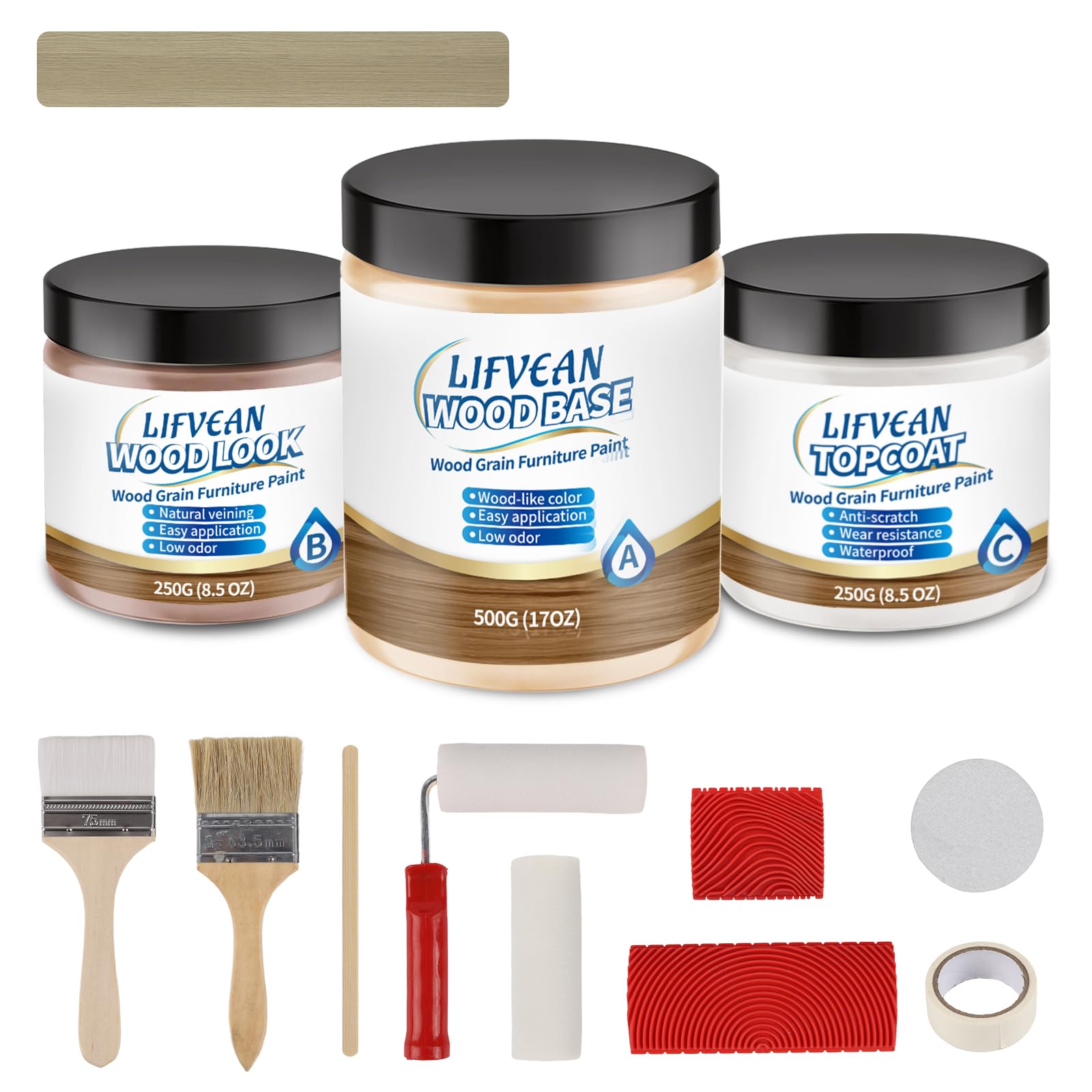 LIFVEAN Wood Look Paint for Furniture, Countertop, Interior Doors Wood ...