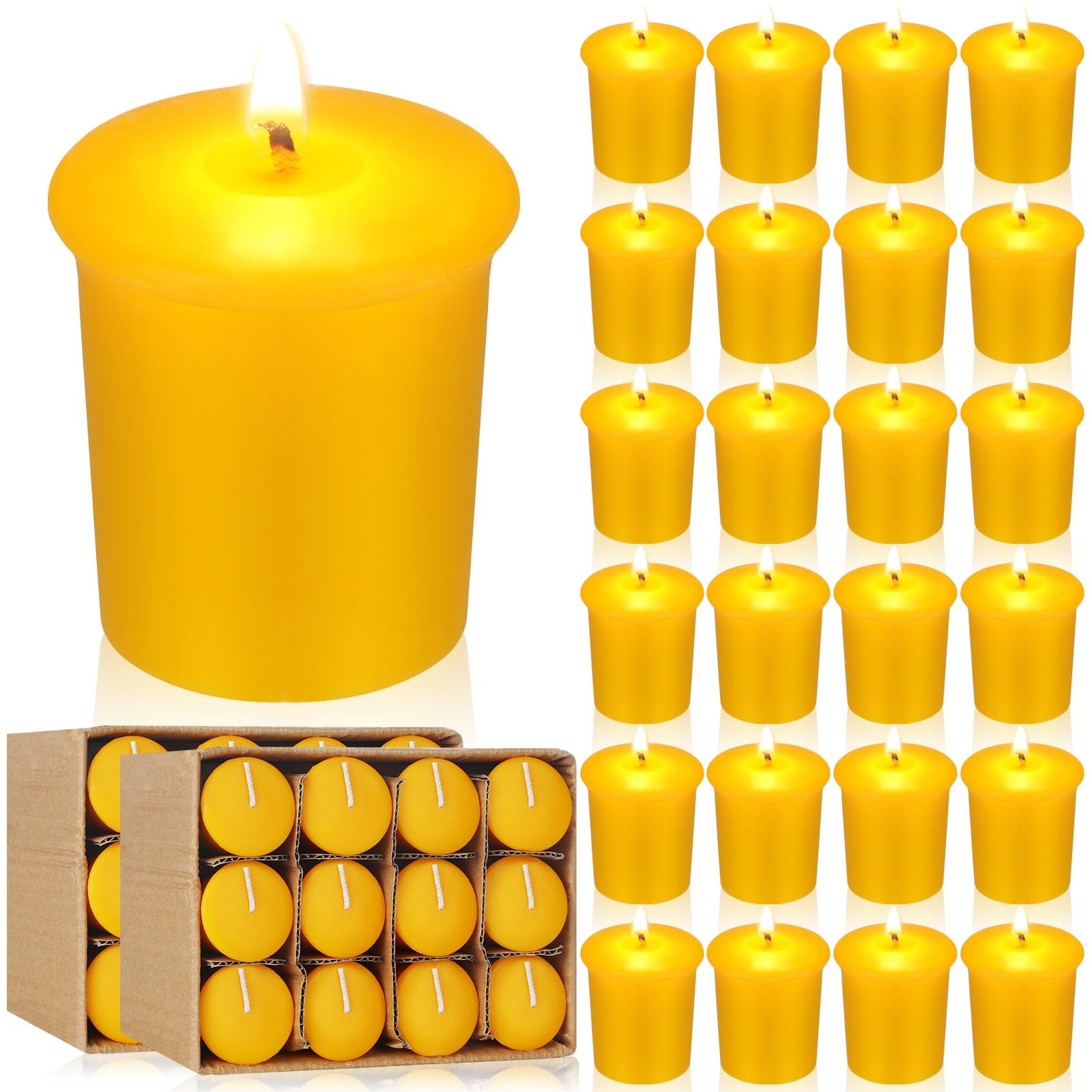 Amazon.com: Rossesay 36 Pcs Beeswax Votive Candles Unscented Pure ...