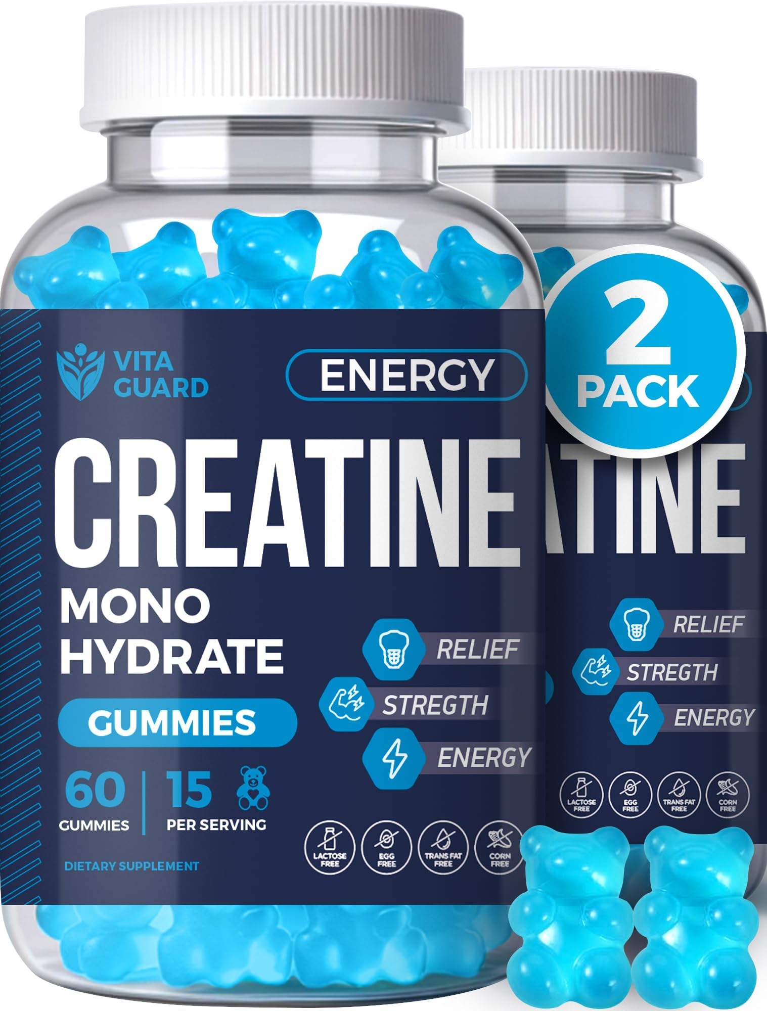 Amazon.com: Vita Guard 5000mg Creatine Monohydrate Gummies Formula for ...