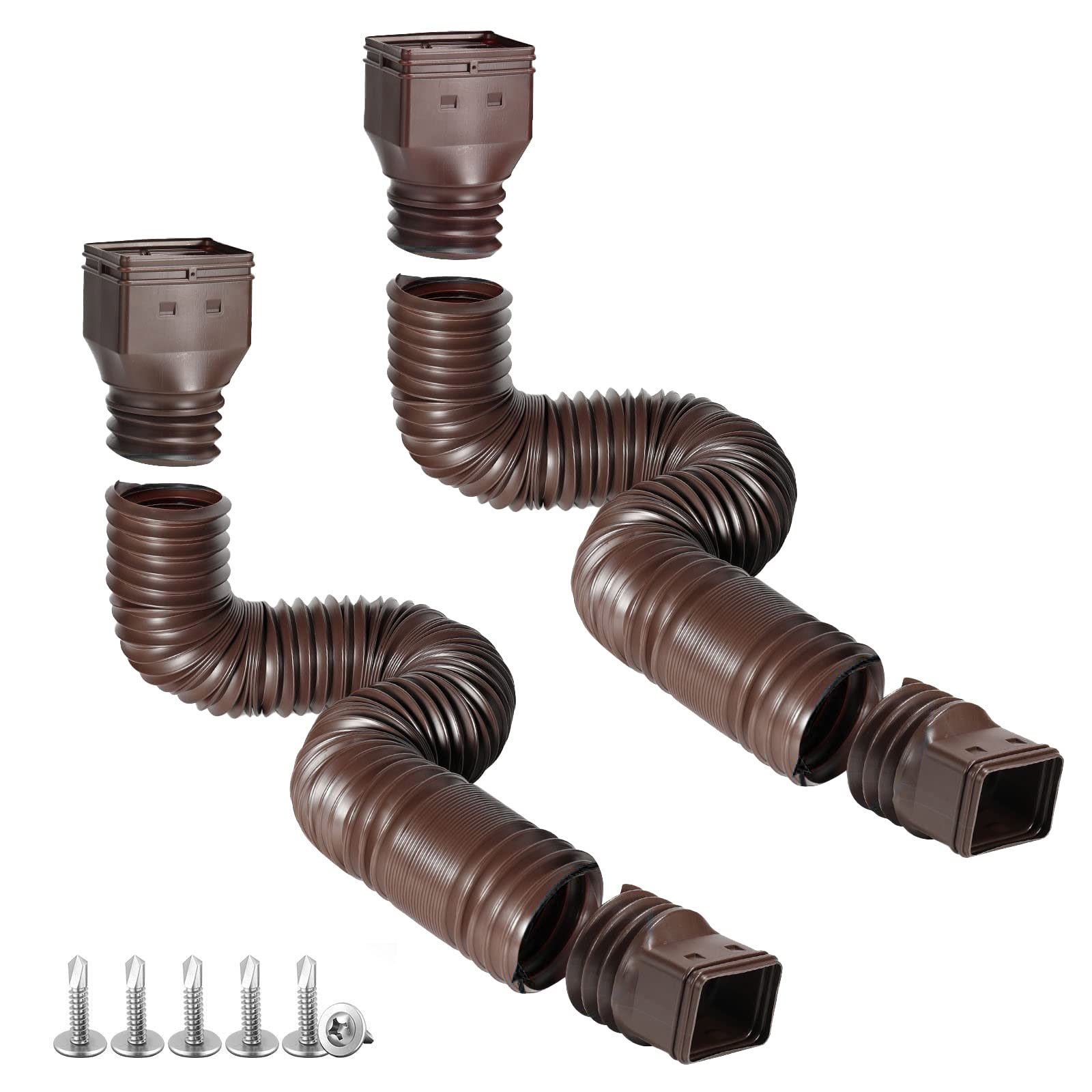 Buy 2 Pack Rain Gutter Downspout Extension Flexible Drain Downspout ...