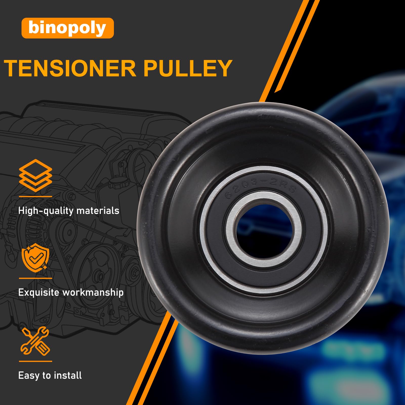 Snapklik.com : Binopoly 38043 Belt Tensioner/Idler Pulley For 1988-2017 ...