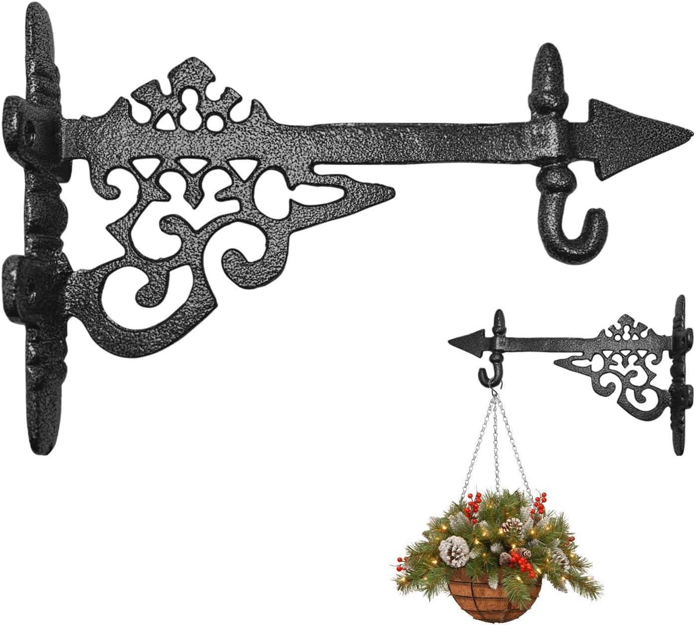 WINSOME Hanging Basket Bracket Outdoor Plant Holder Decorative Cast ...