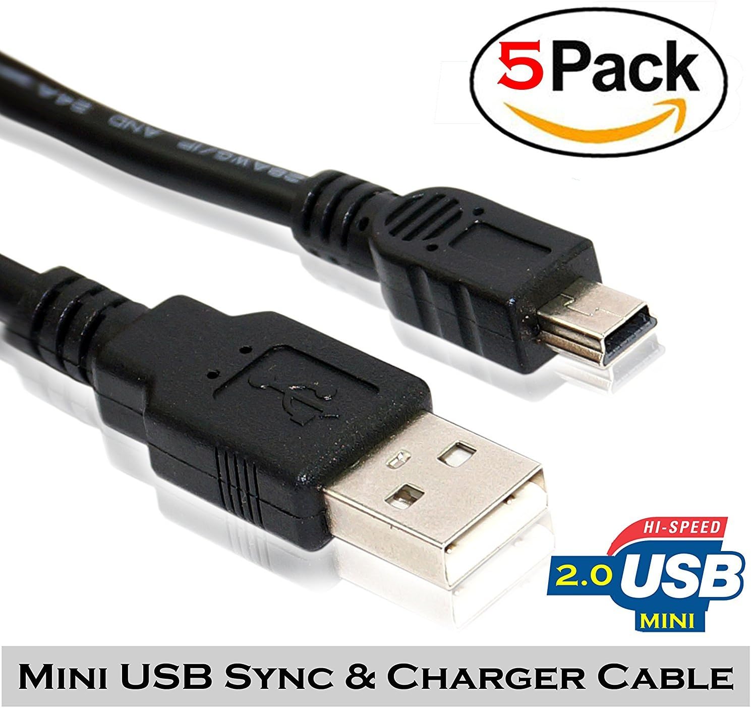 Amazon.com: 5 Pack 1 Feet USB 2.0 A to Mini 5 pin B Cable for External ...