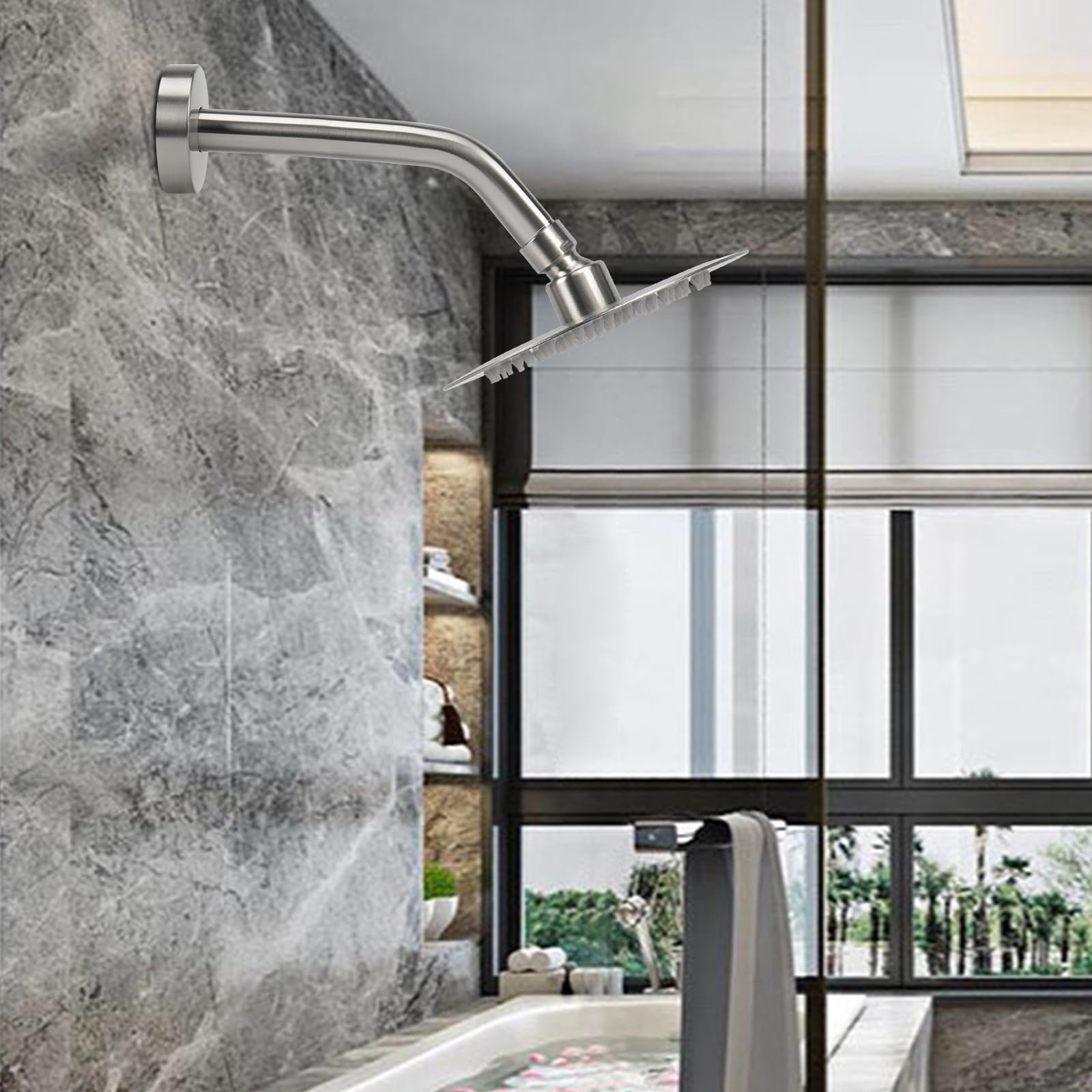 Snapklik.com : NearMoon Shower Arm + Flange + Teflon Tape, Made Of 304 ...