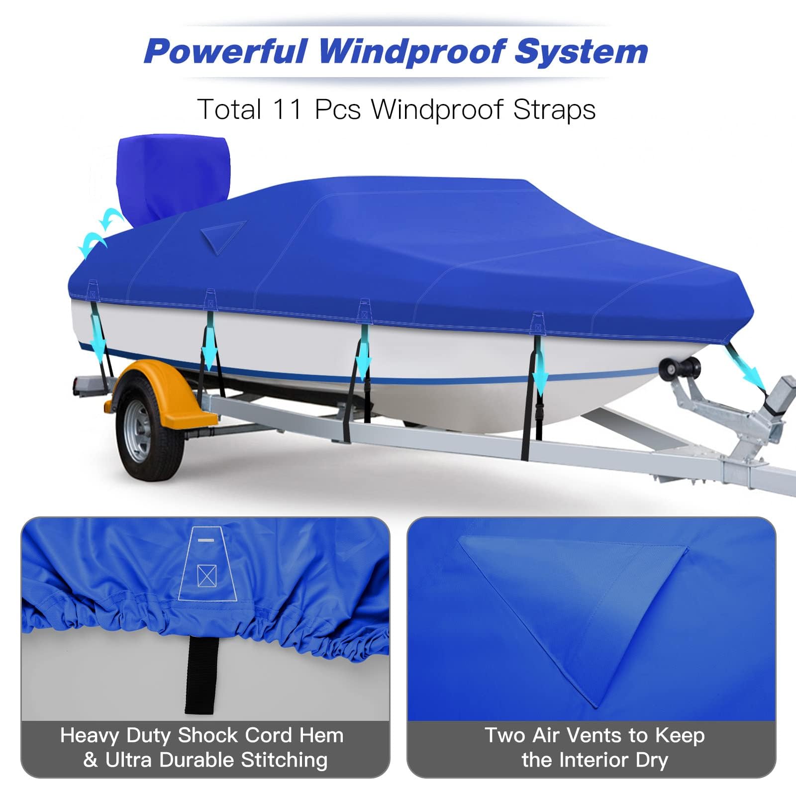 Snapklik.com : Boat Cover, 900D Waterproof Boat Cover Fits 14-16 Ft V ...