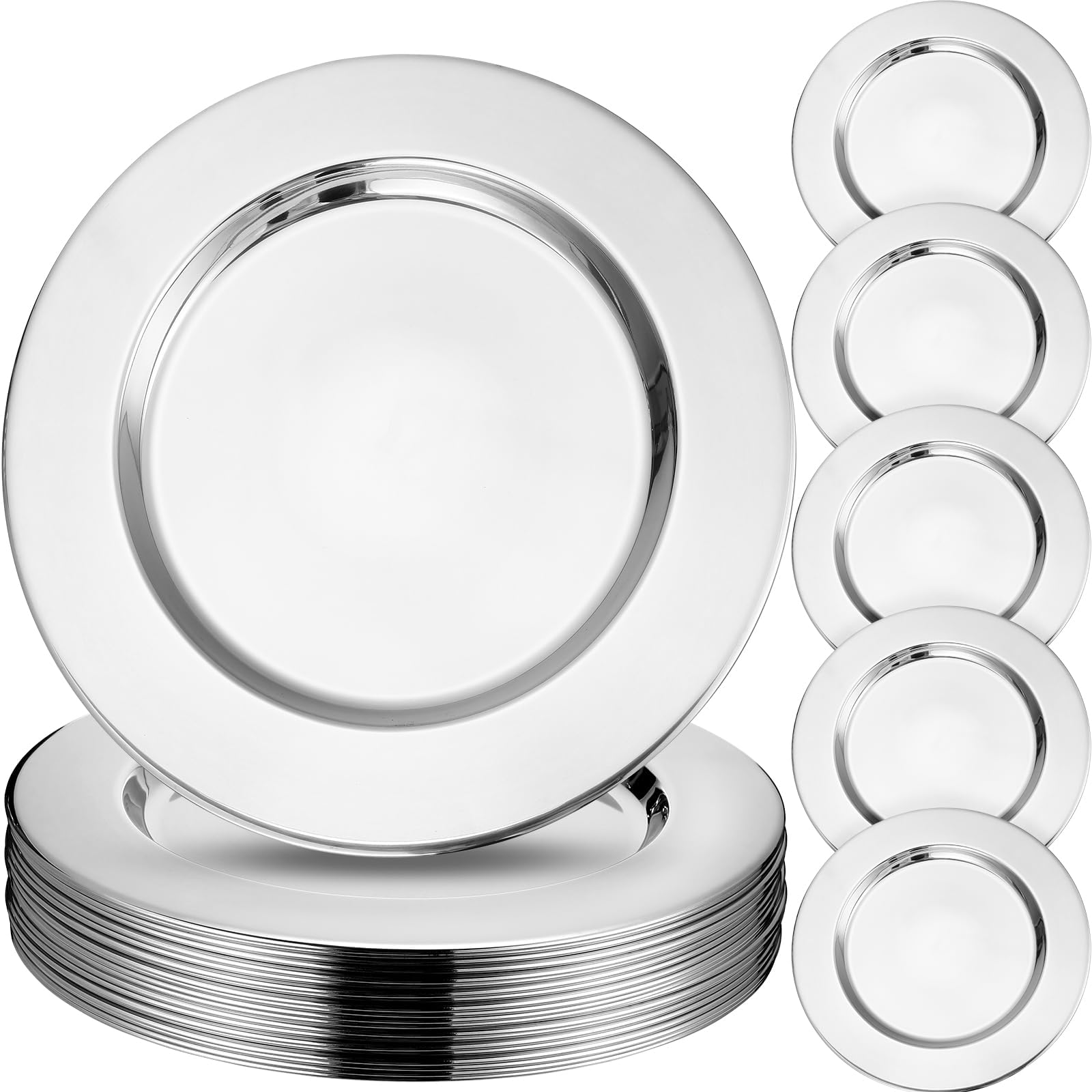 Amazon.com | Vesici 12 Pcs Silver Stainless Steel Charger Plates 13 ...