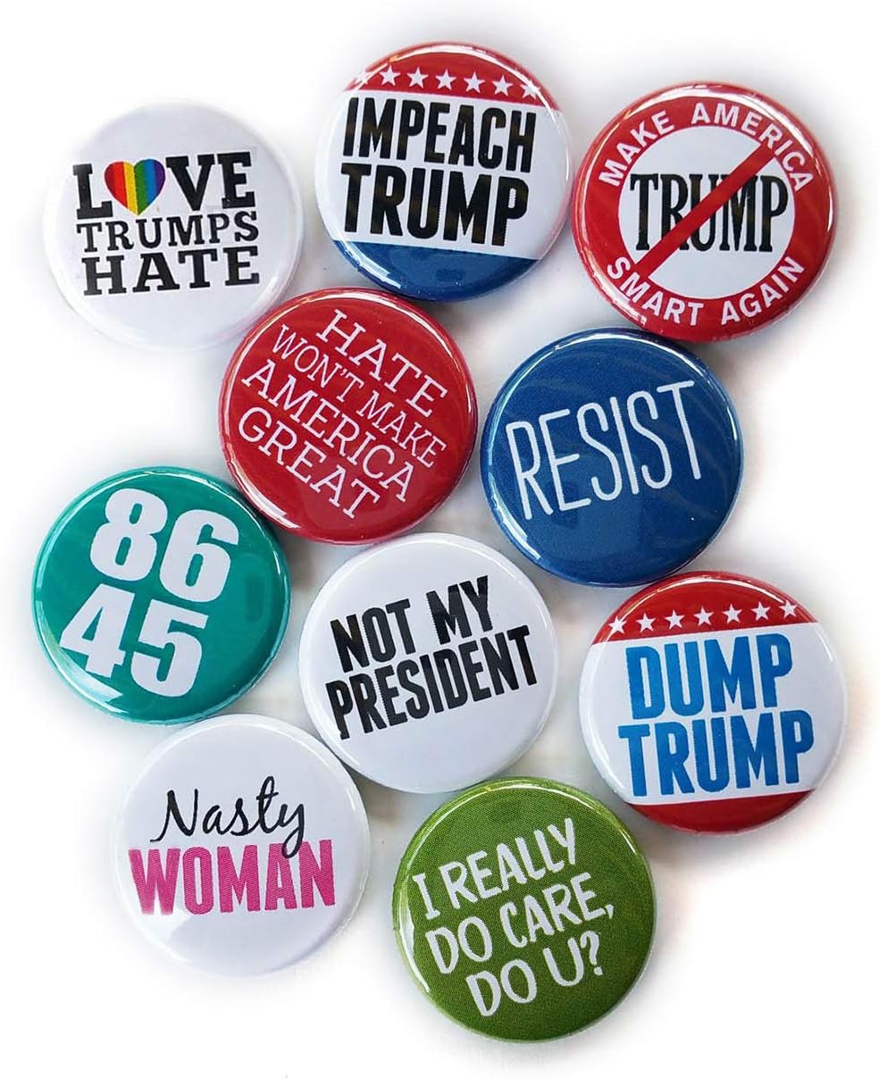 Amazon.com: 10-Pack Mini Protest Buttons - Anti Trump Resist Impeach ...